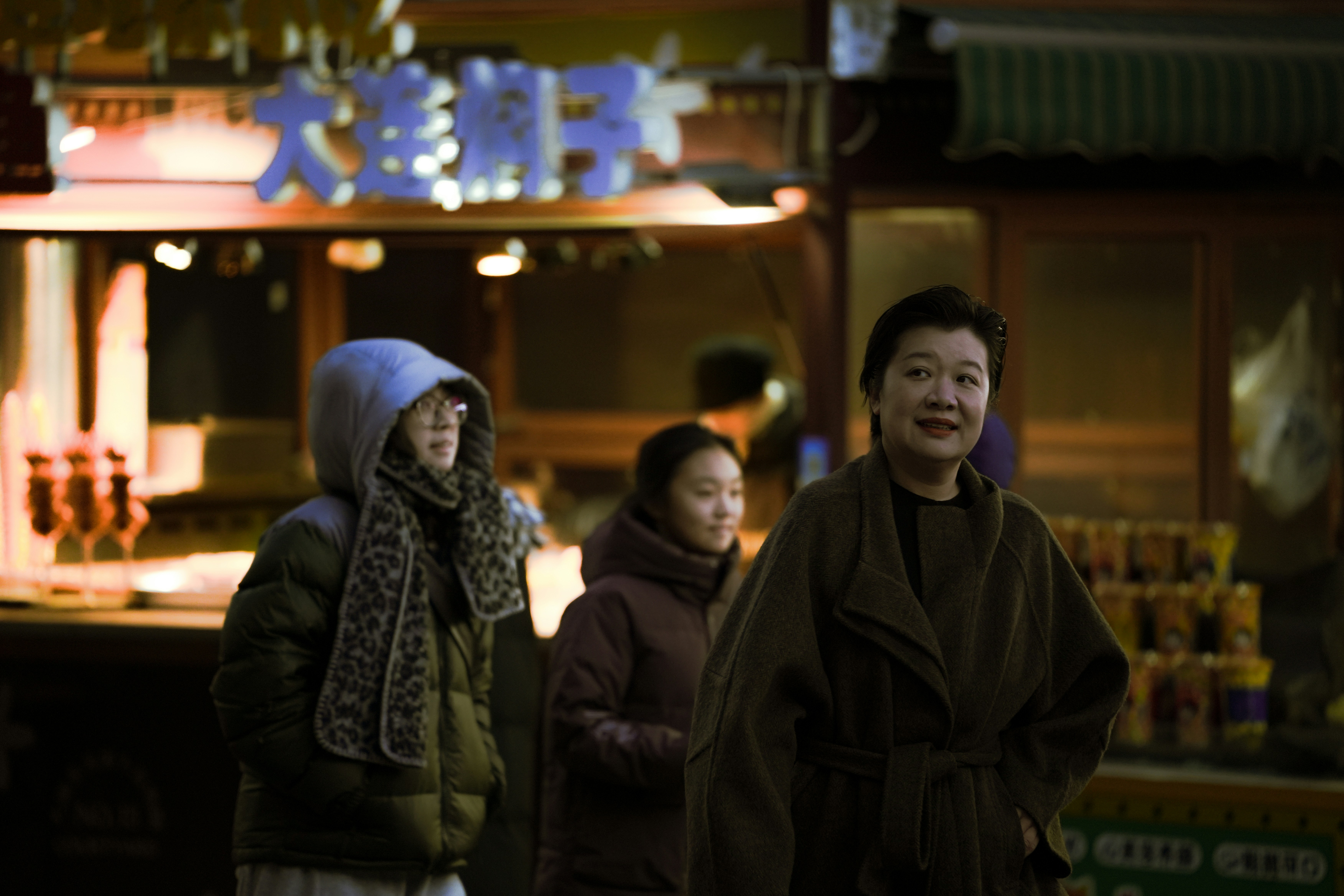 Courtyard Serenade: A Portrait in Warm Glow Amid Night Whimsy