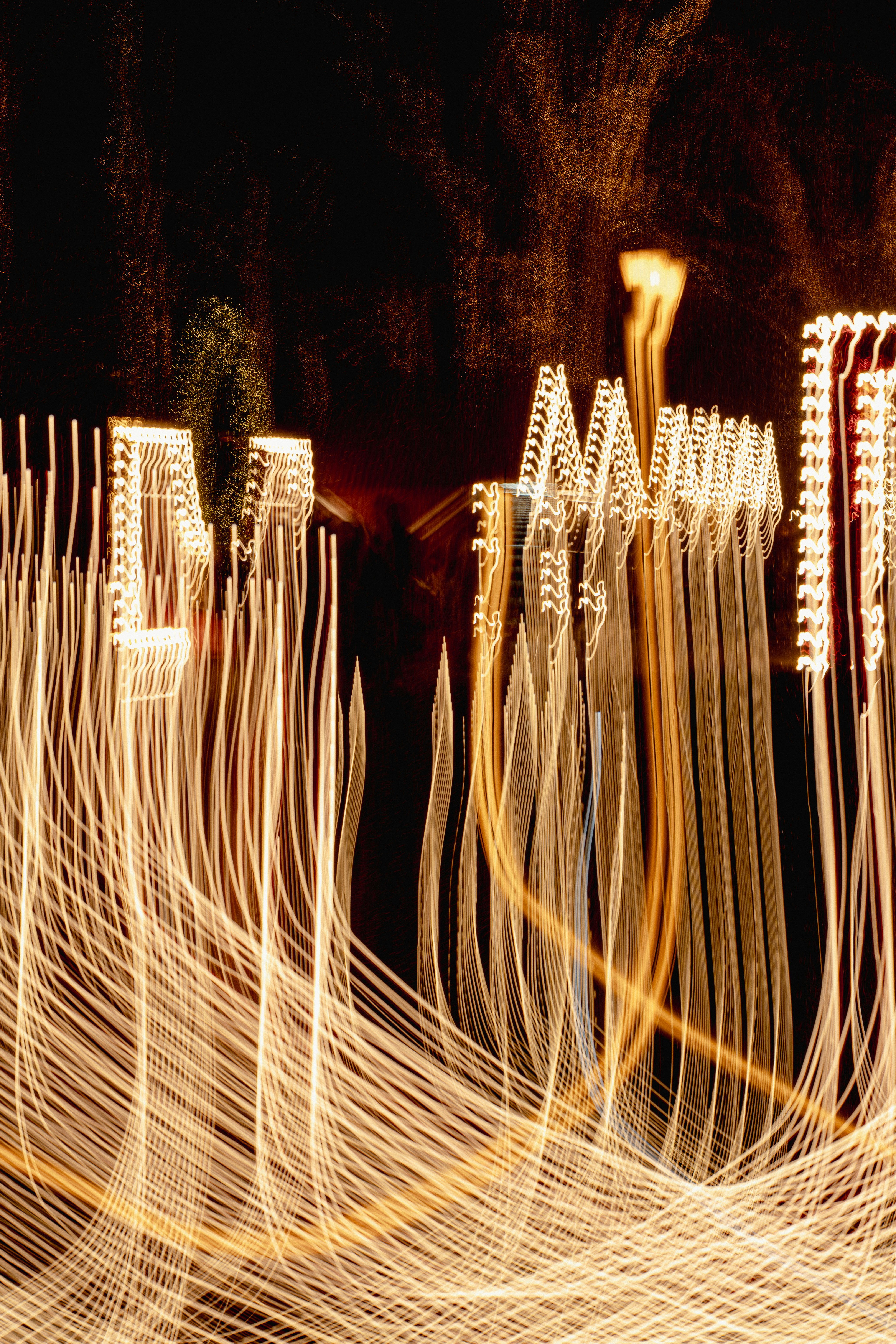 Warped Night Lights: A Trail of Glowing Strokes