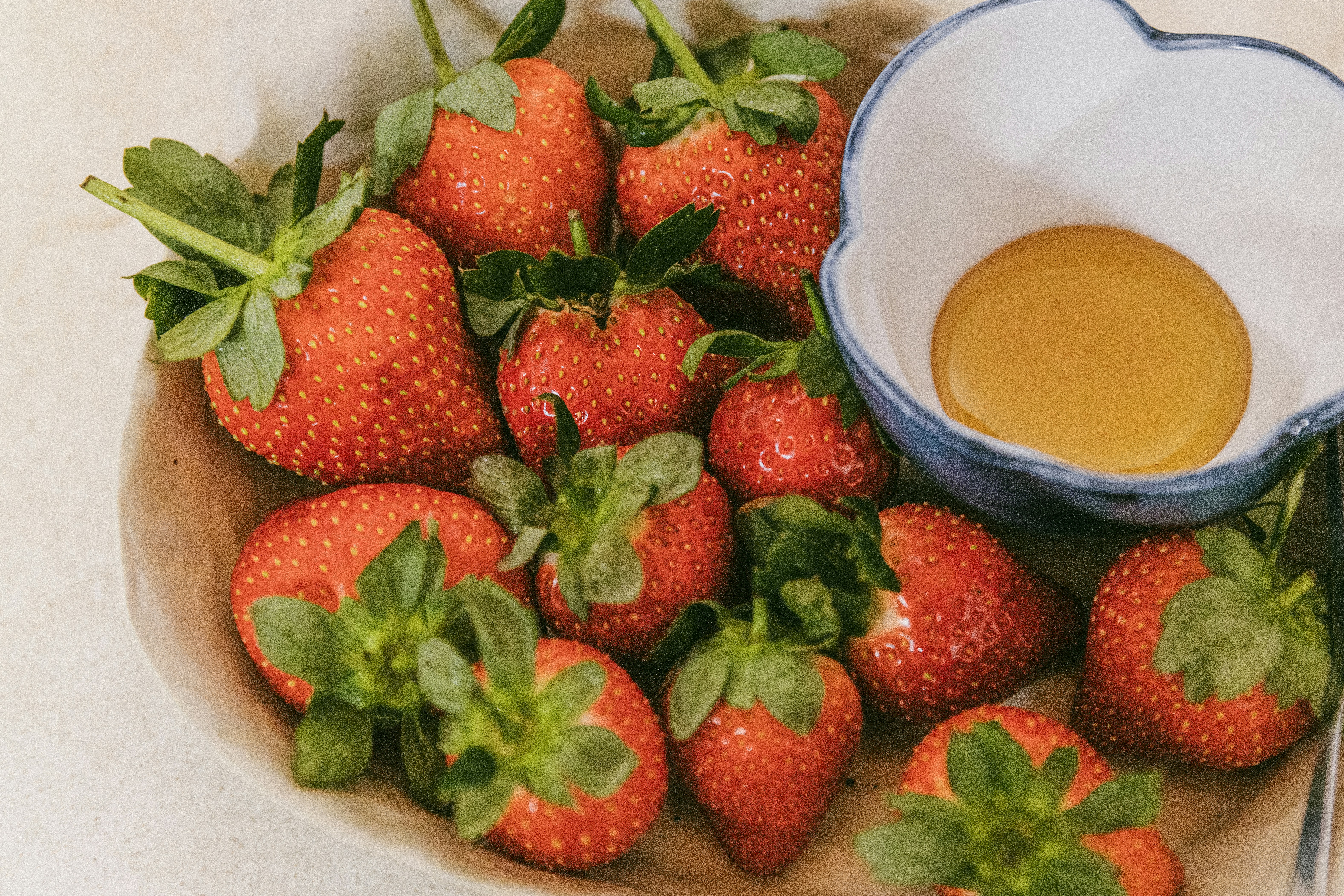 Strawberry Bowl with Honey-Dipped Cup