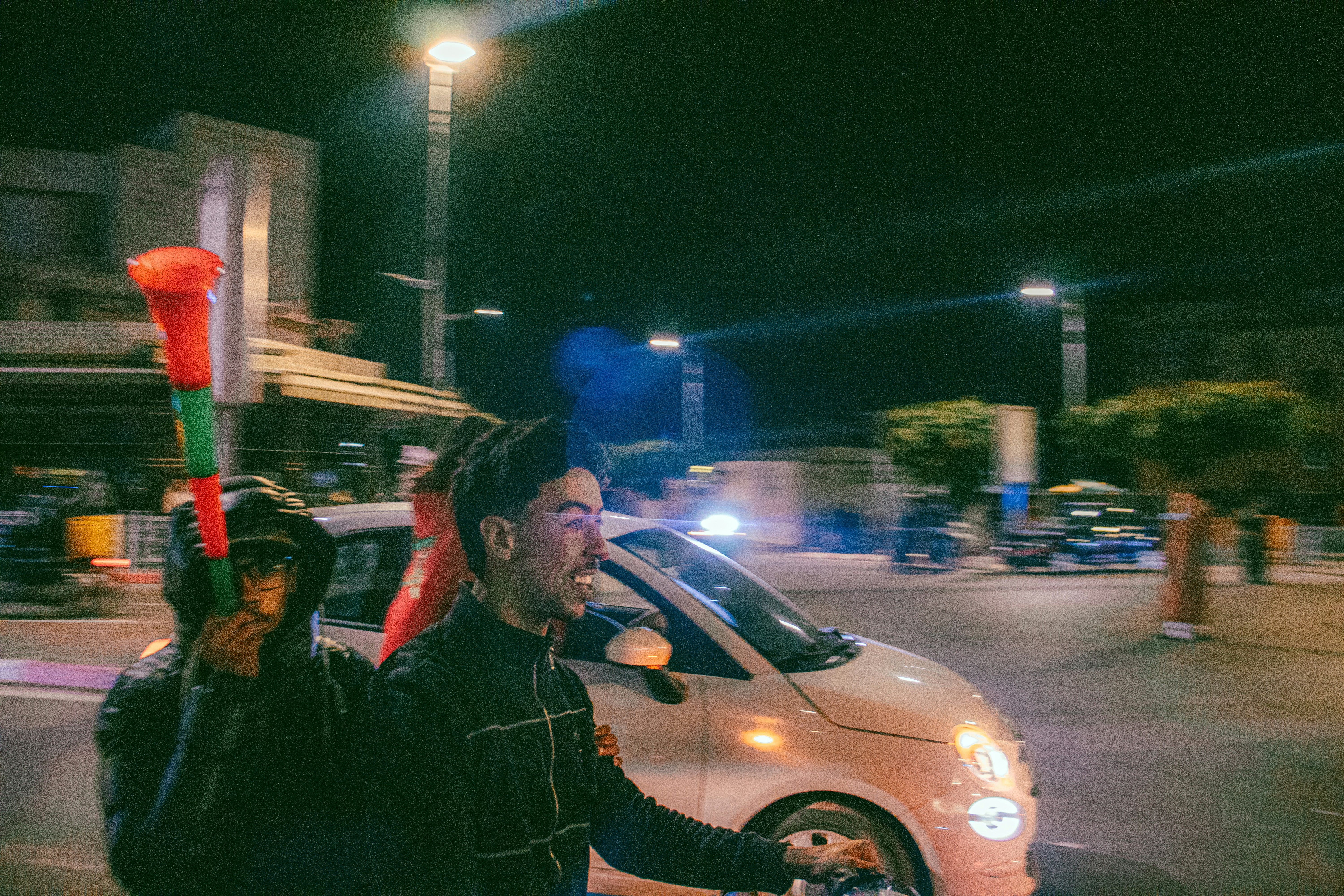 Night Run: A Neon-Soft Moment in a City Square