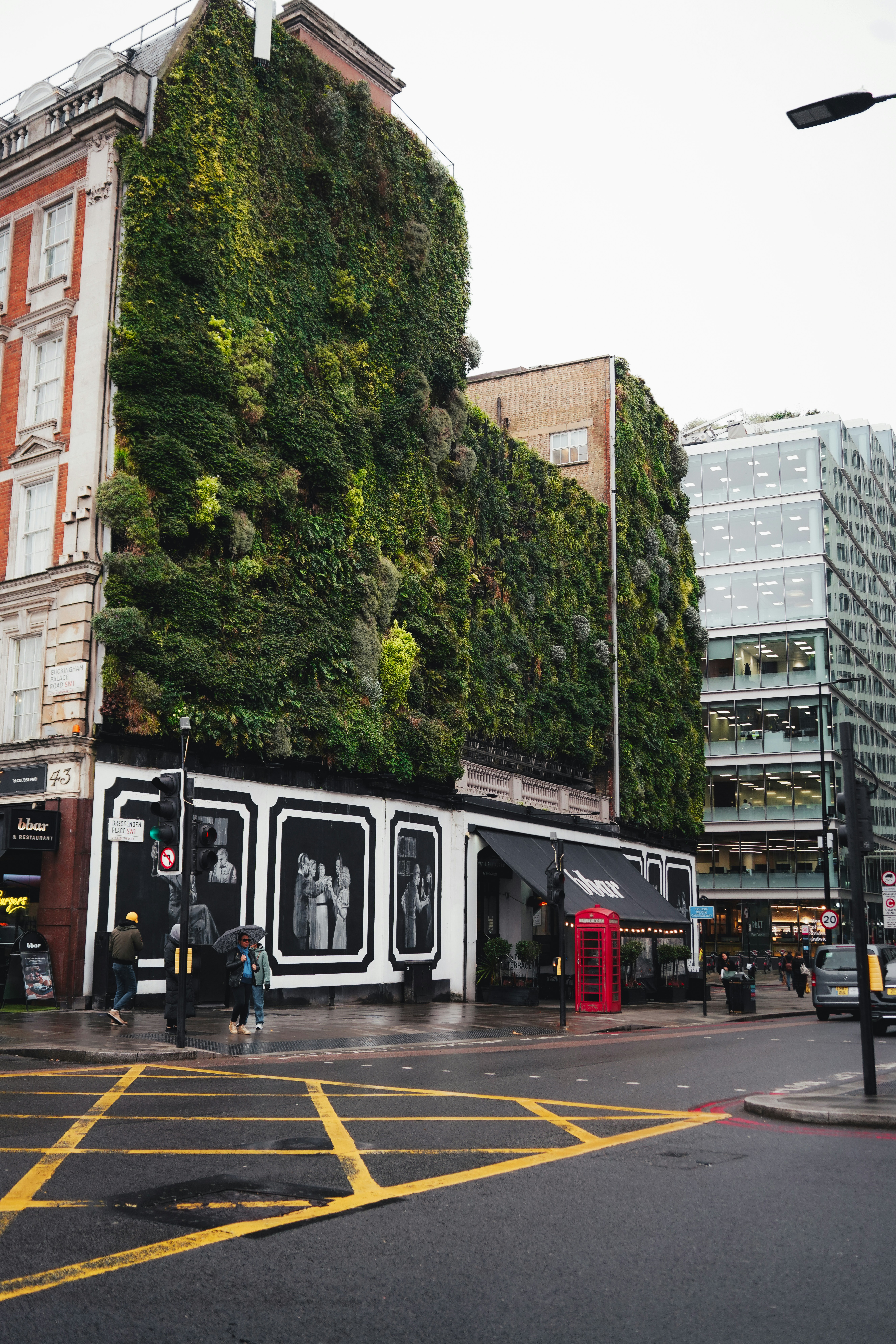 Green-clad Heritage Facade Overlooking a Busy London Street