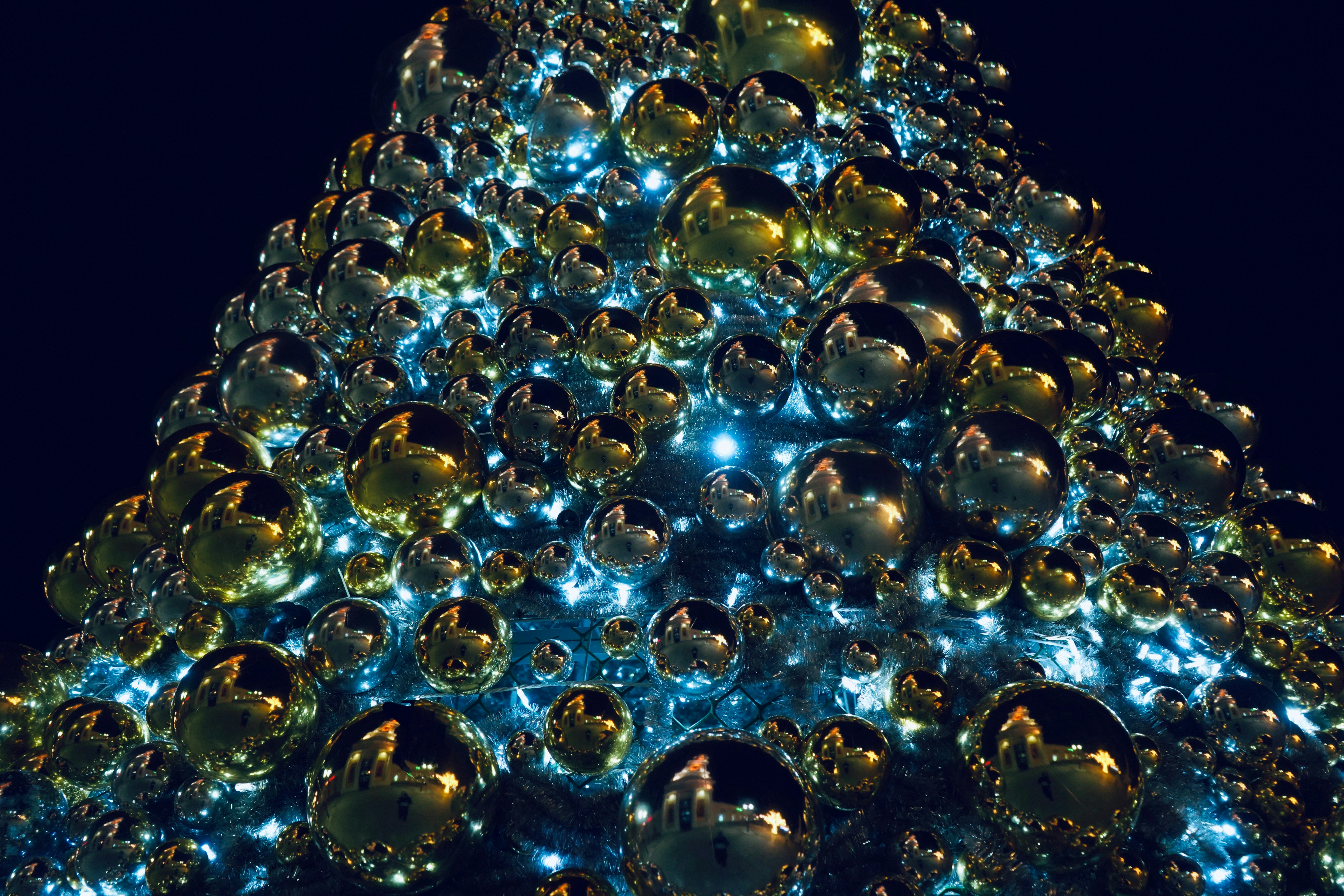 Glowing Orbs: A Nightbound Cascade of Glass and Light
