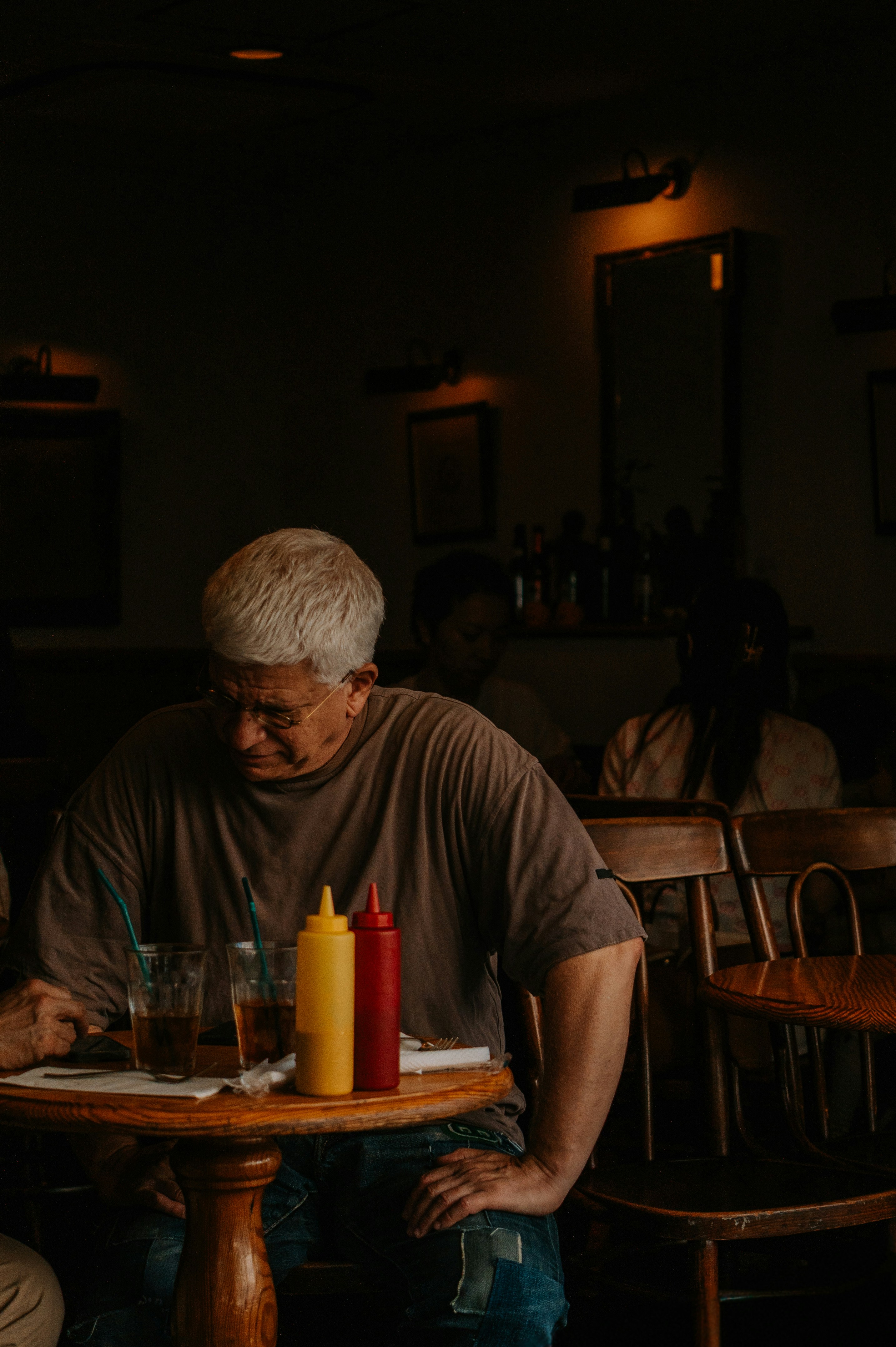 Quiet Moment at a Dim Corner Café