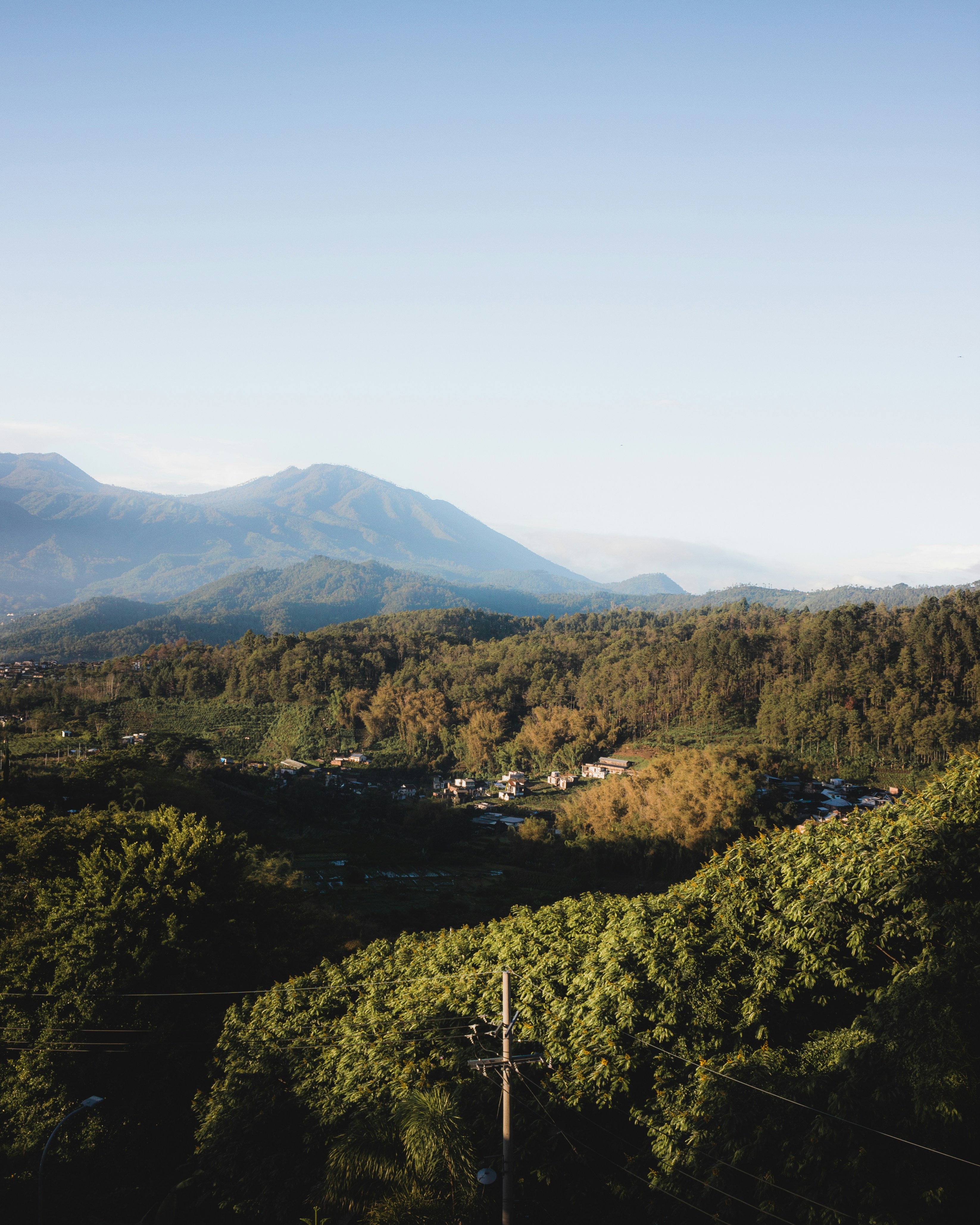 Distant Ridge Under a Clear Citrus Sky
