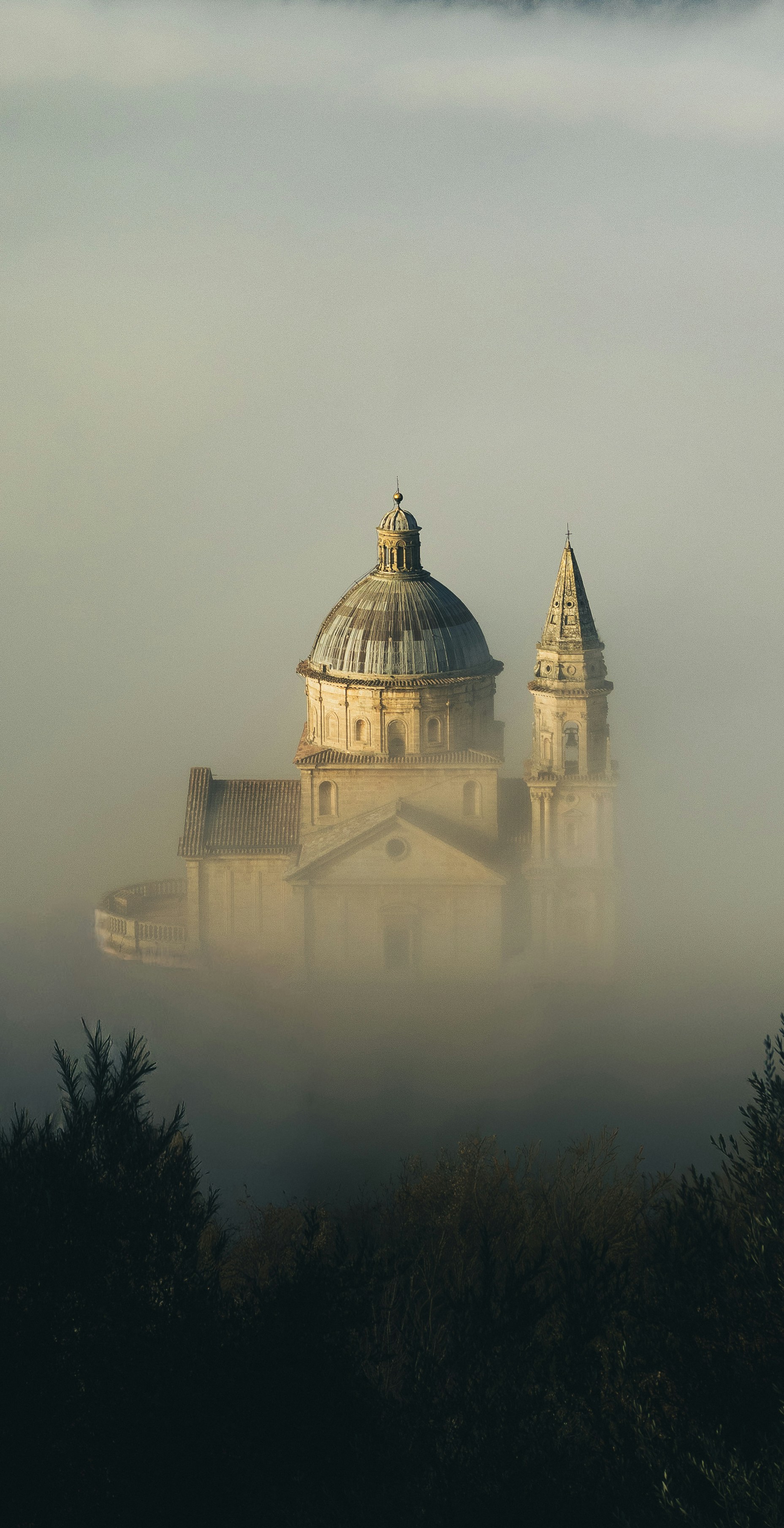 Temple Dome Emerges Through Morning Mist
