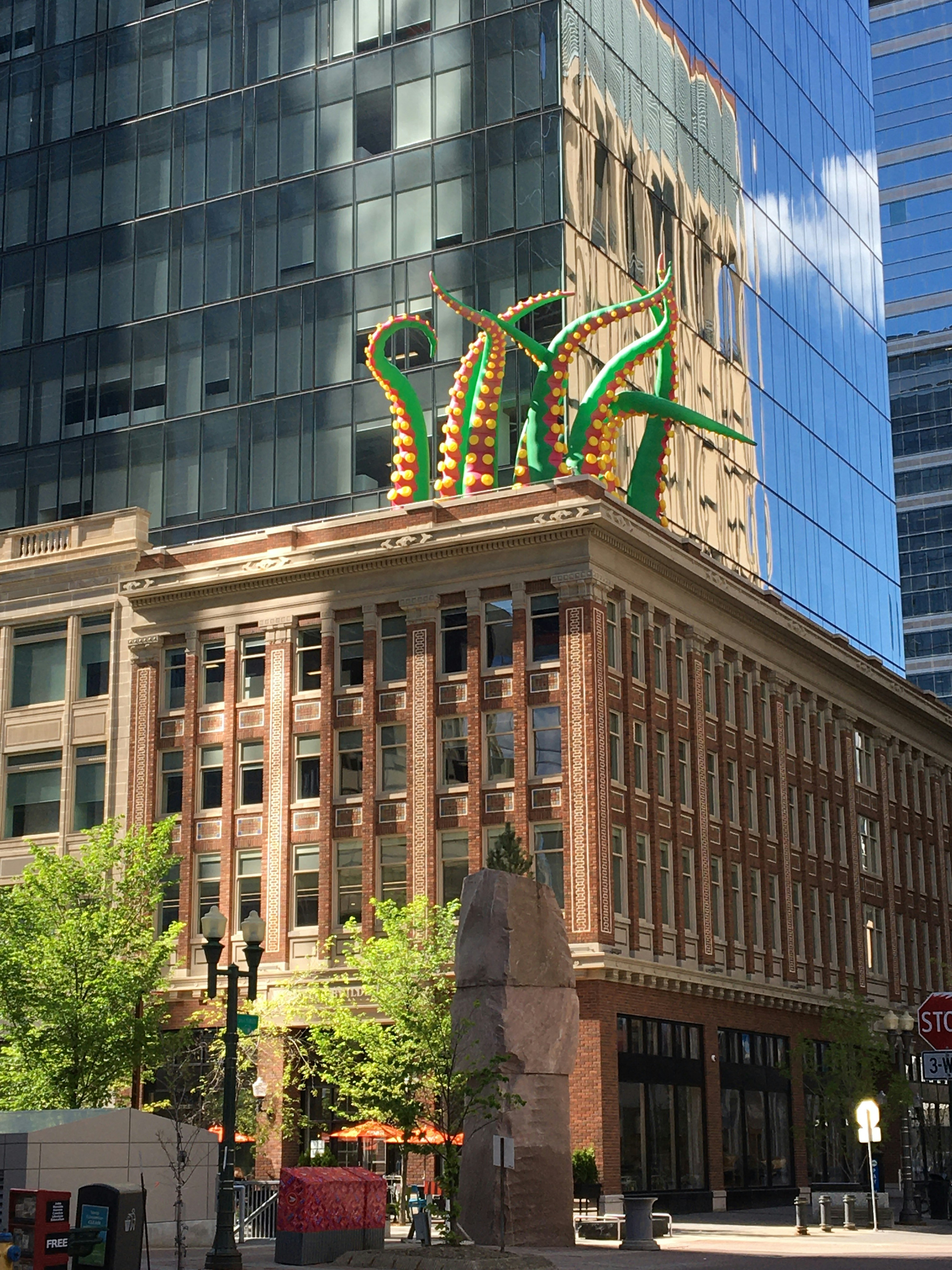 Neon Saguaro on a City Facade