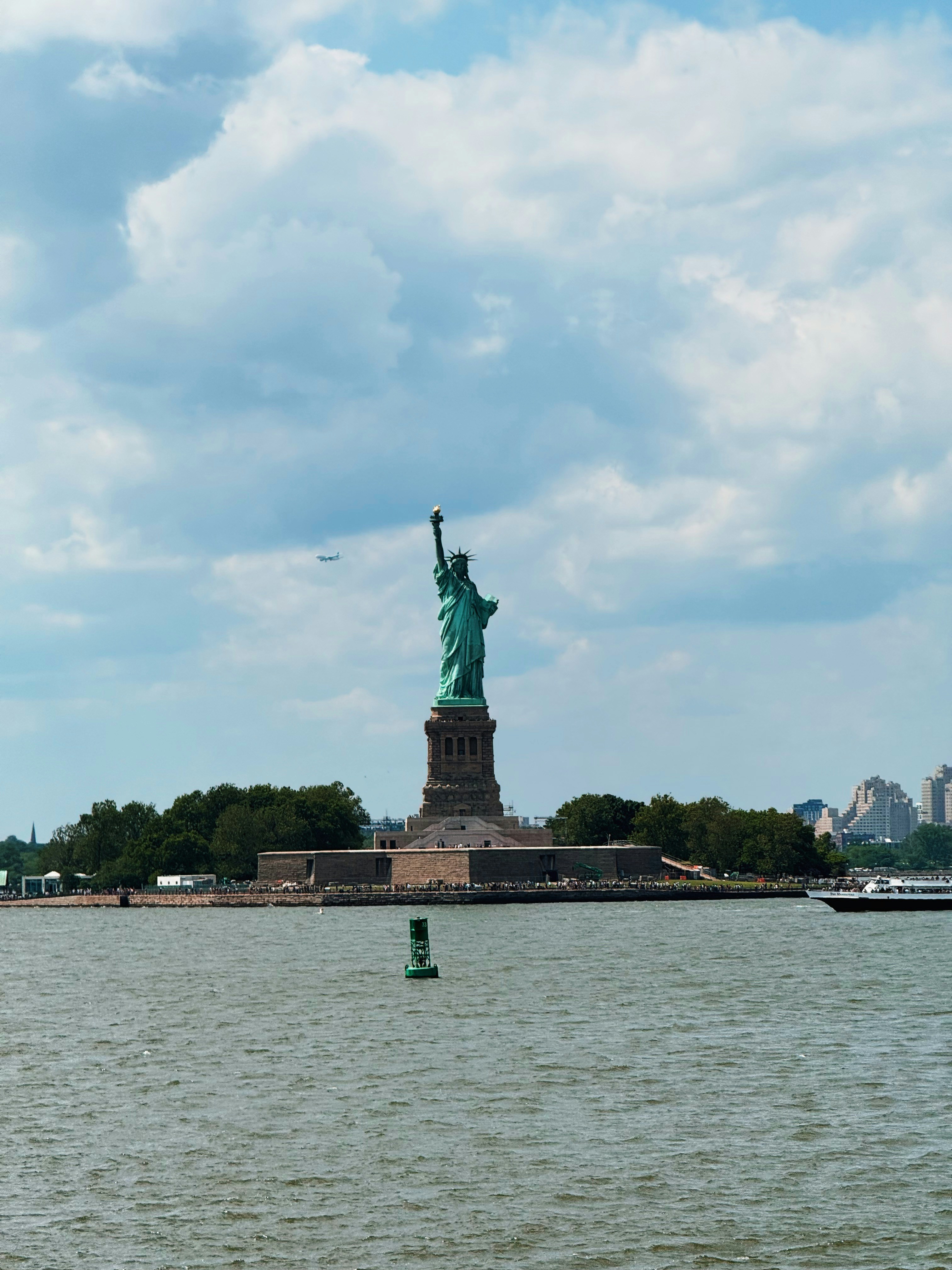 Statue of Liberty Framed by the Hudson: Island, Sky, and Water
