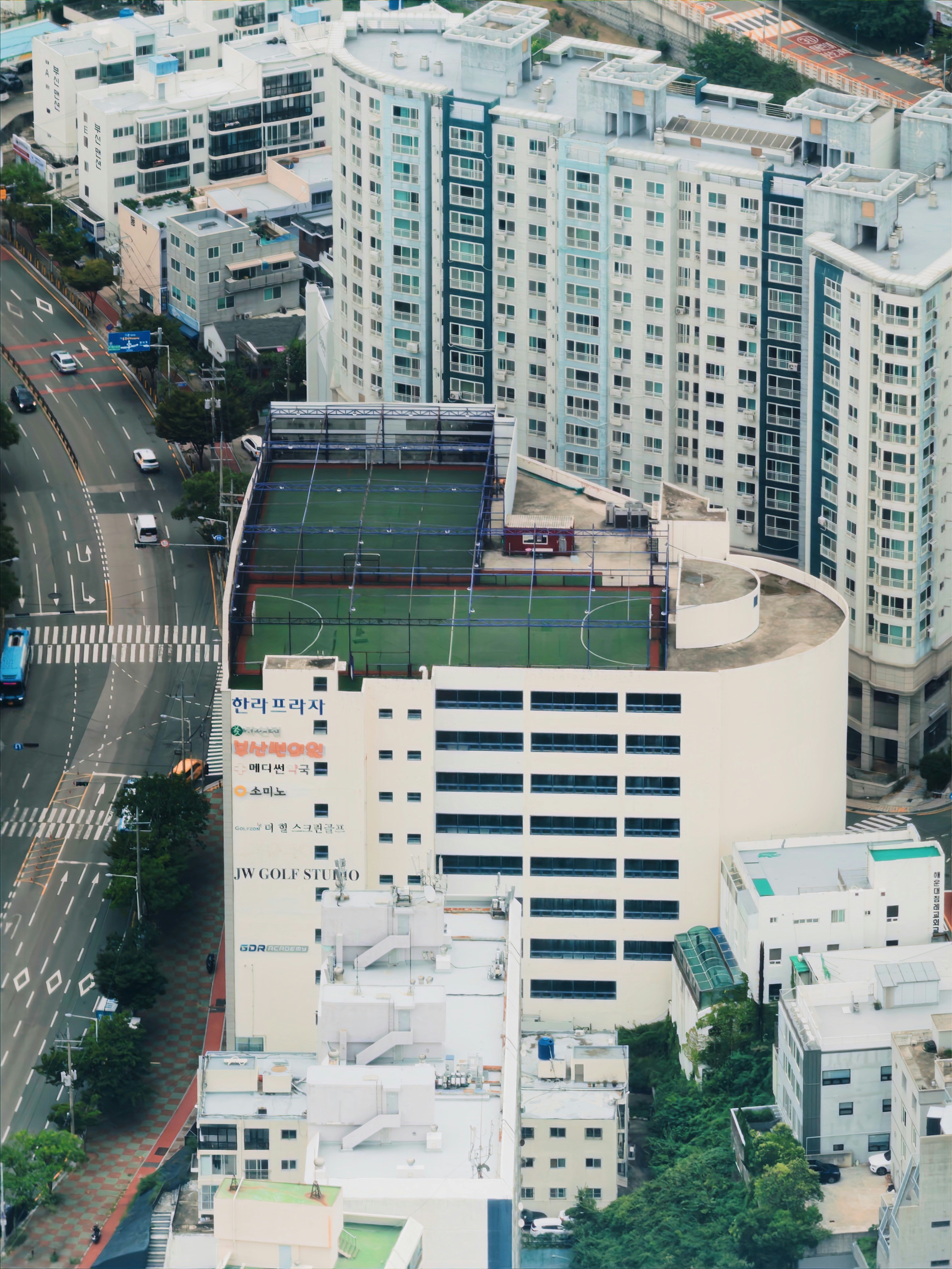 Aerial Terrace: Soccer Field Tops an Urban Crest