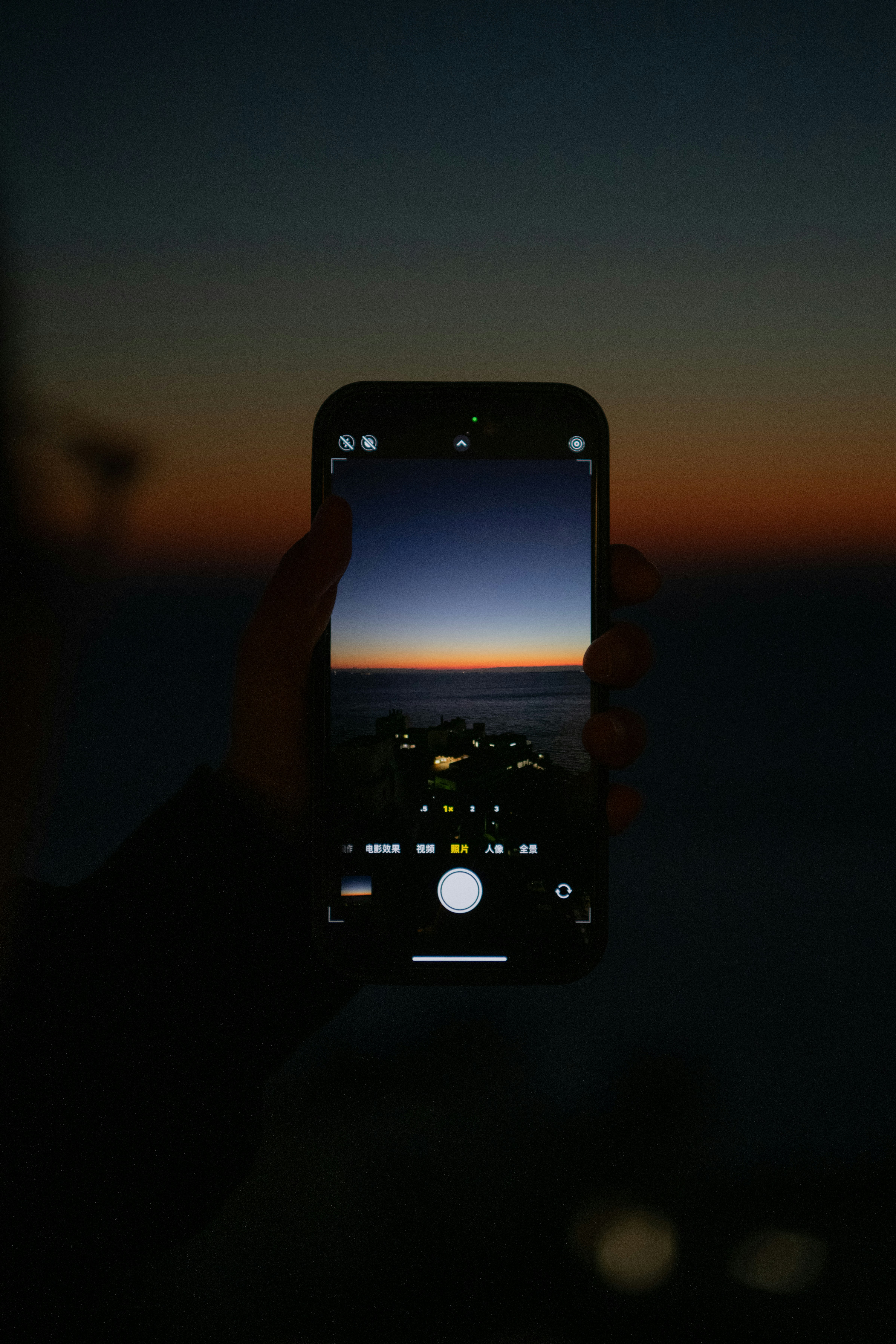 Glow of the Horizon Framed by a Toasting Screen