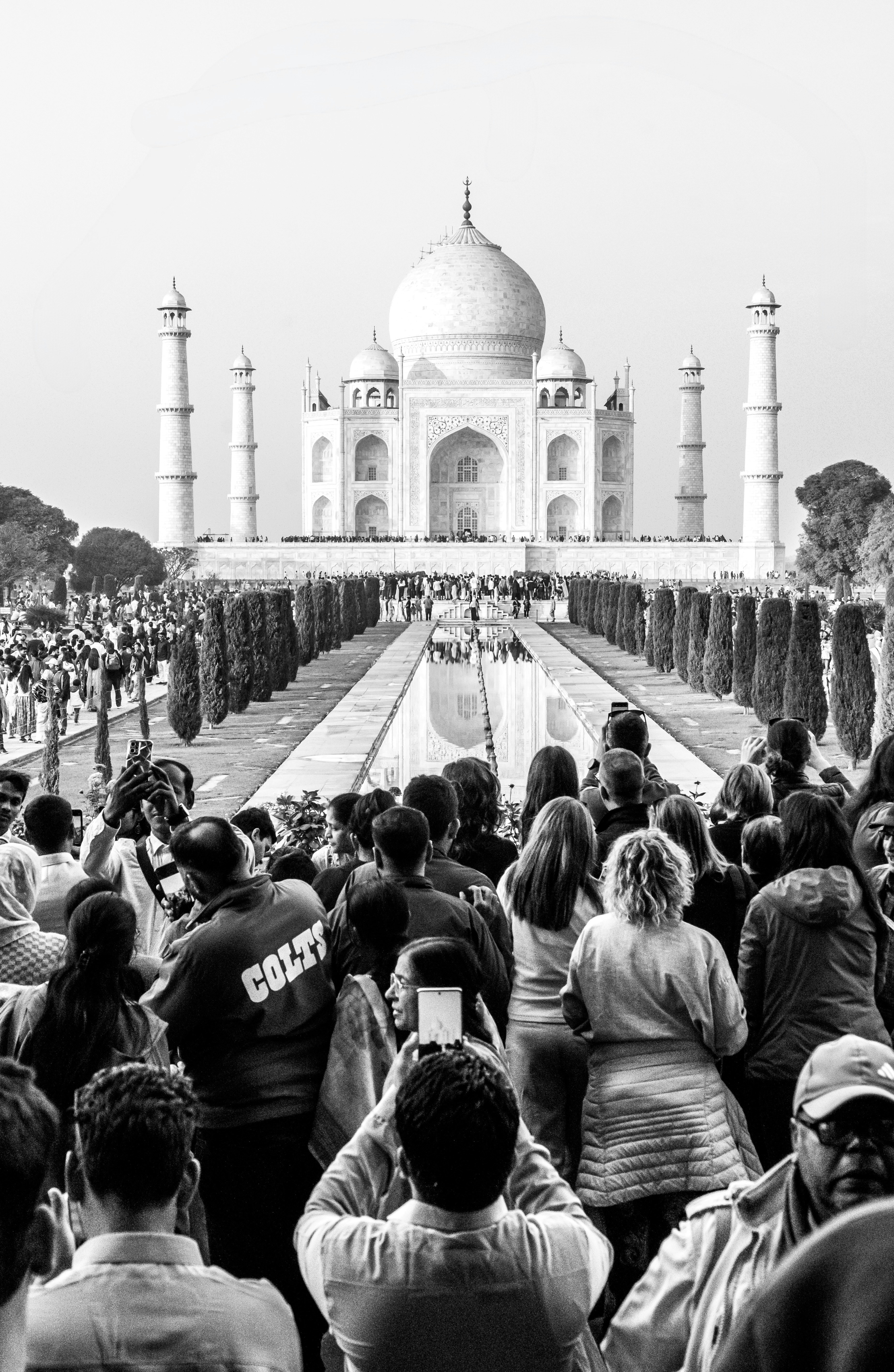 Crowd at the Taj Mahal: A sea of visitors converging toward a monument