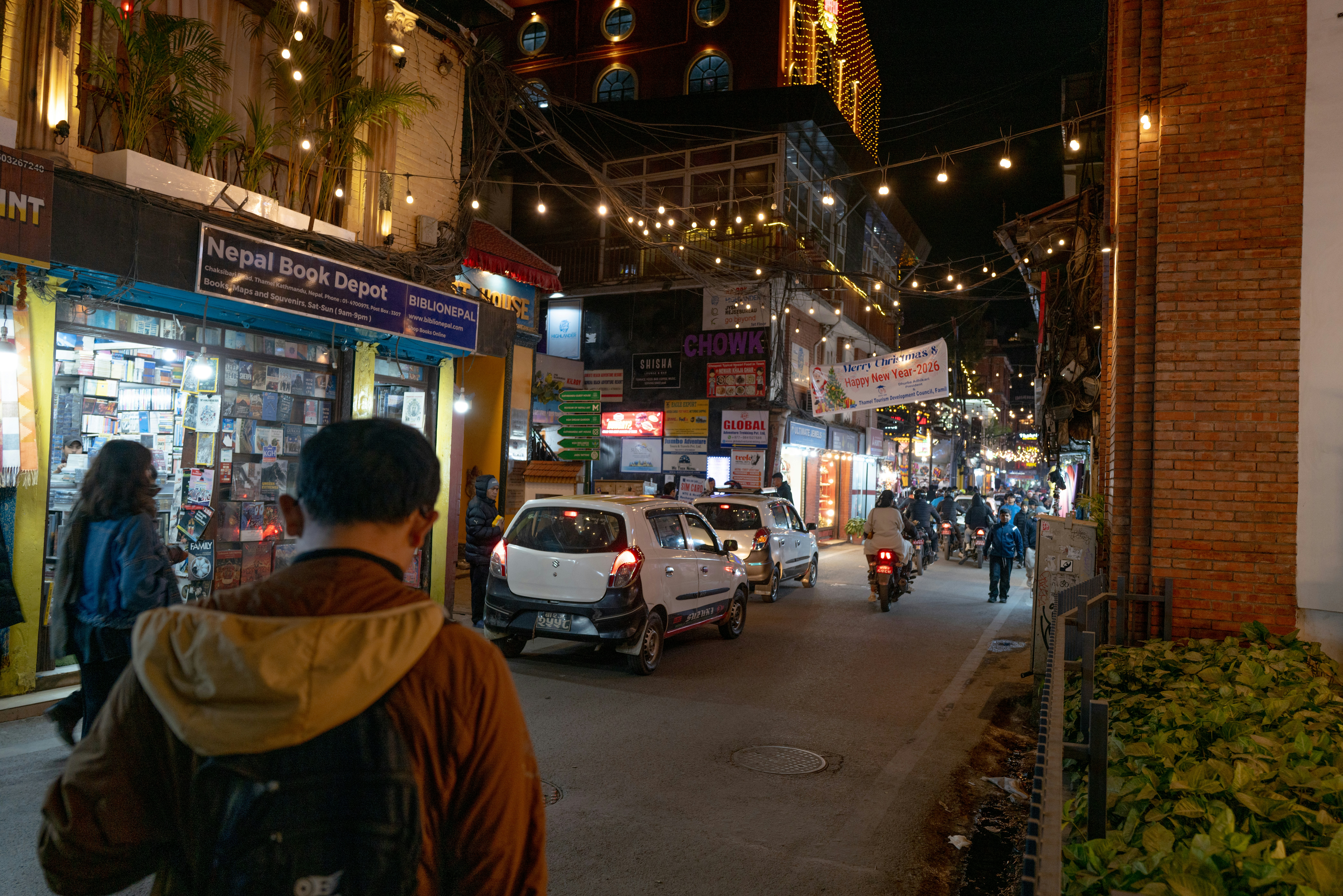 Night Market Corridor with Backlit Signboards