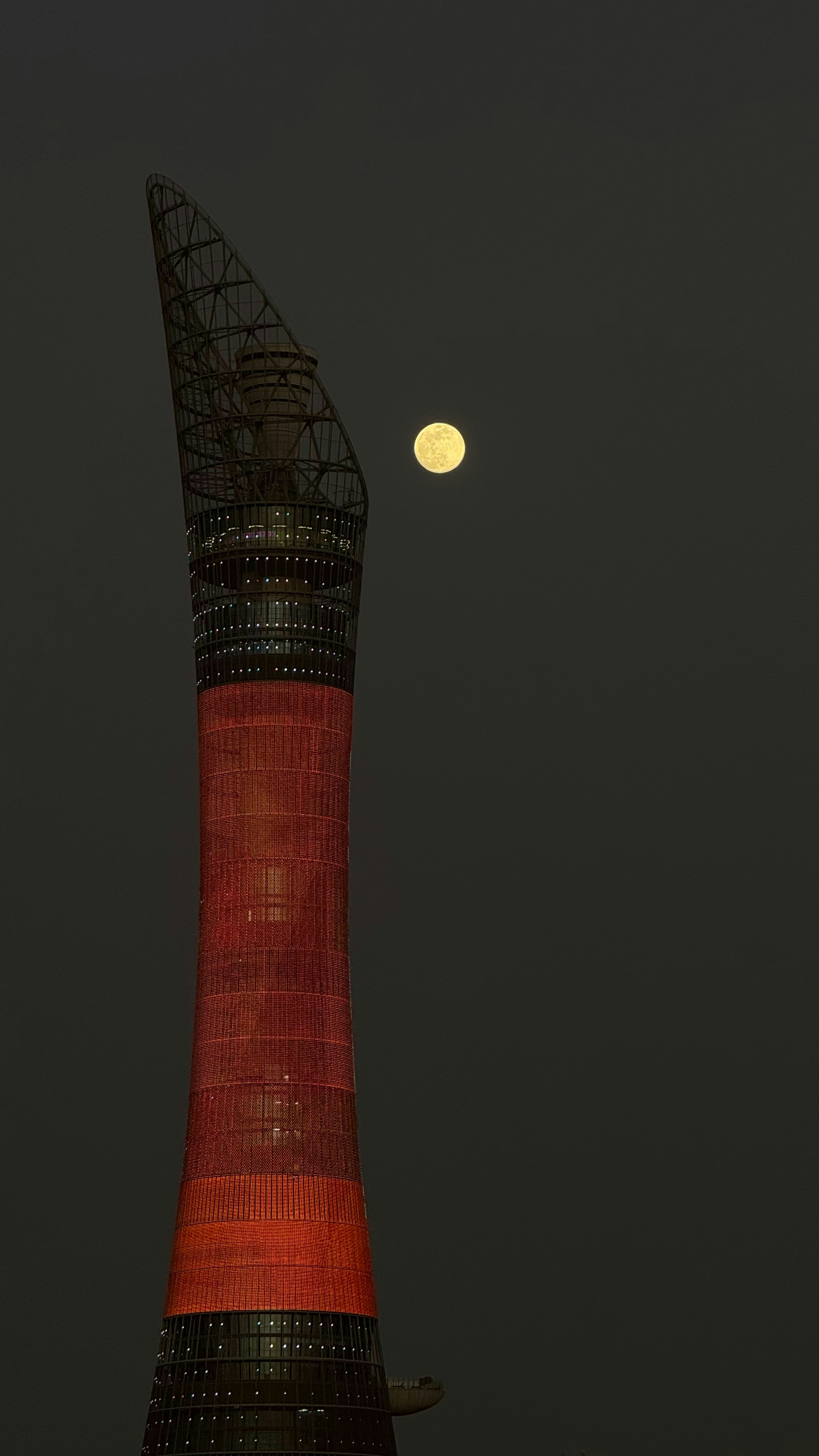 Moonrise over the Red-Illuminated Shaft