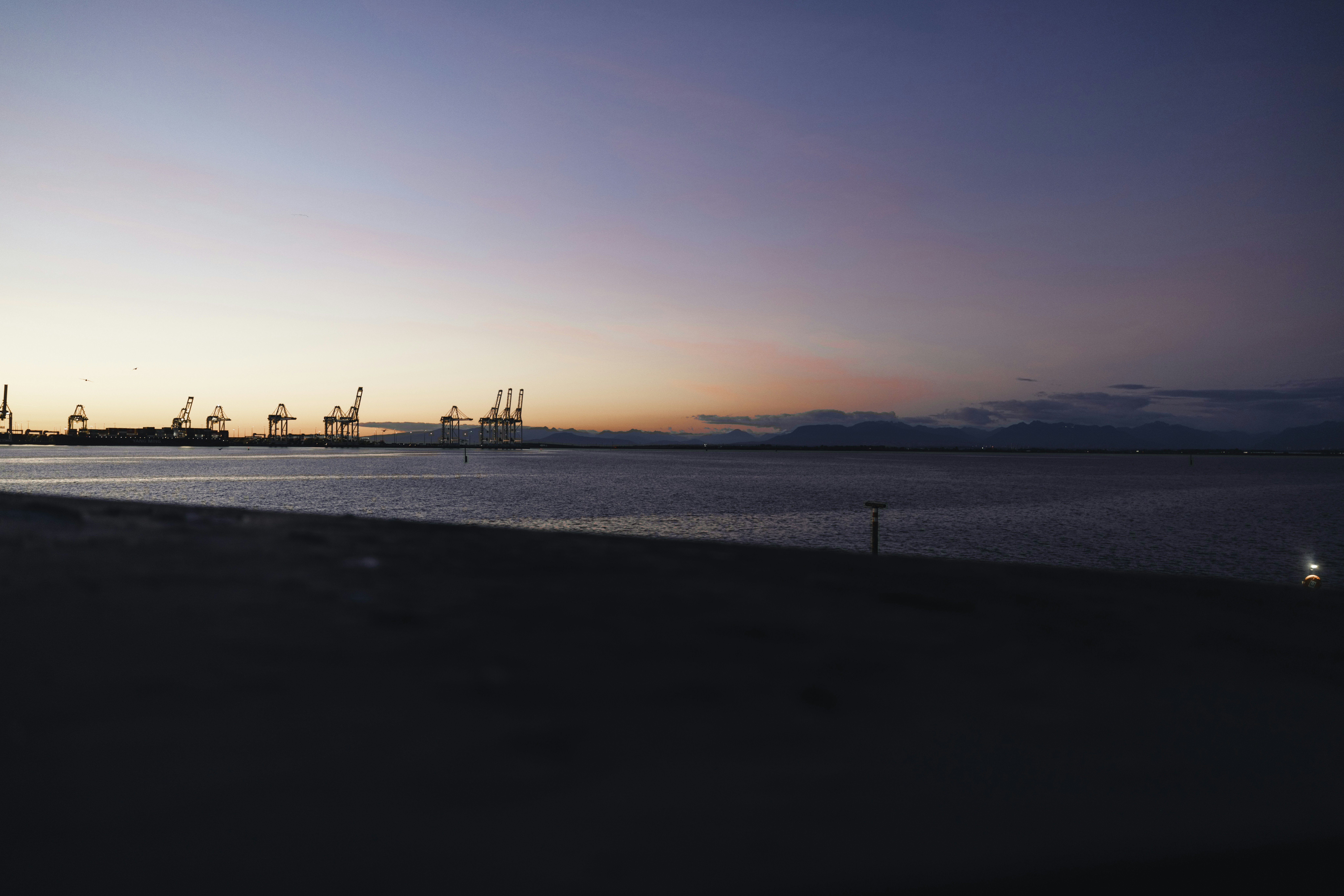 Distant Crane Line at Dusk