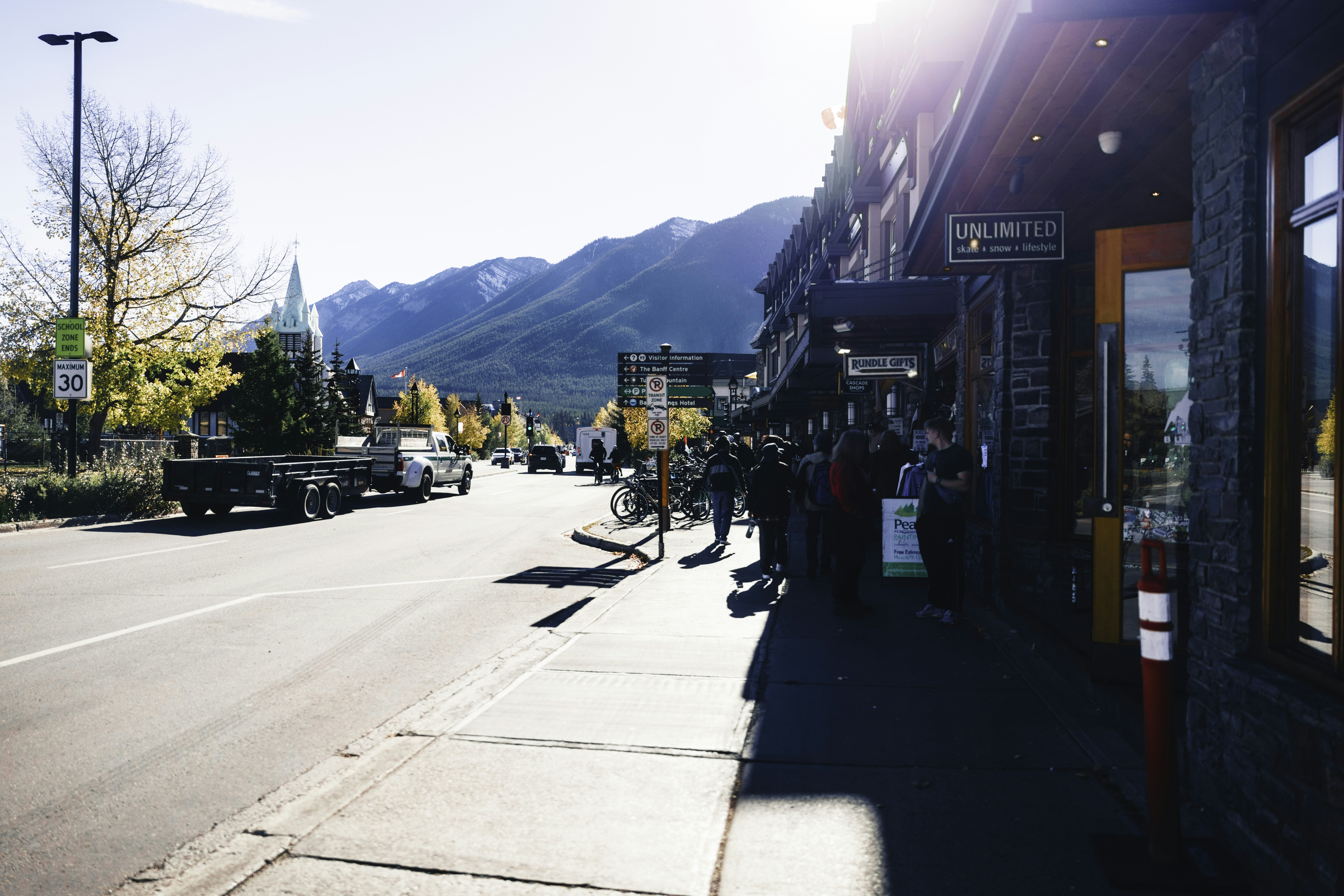 Main Street in a Mountain Town bathed in late-afternoon sun