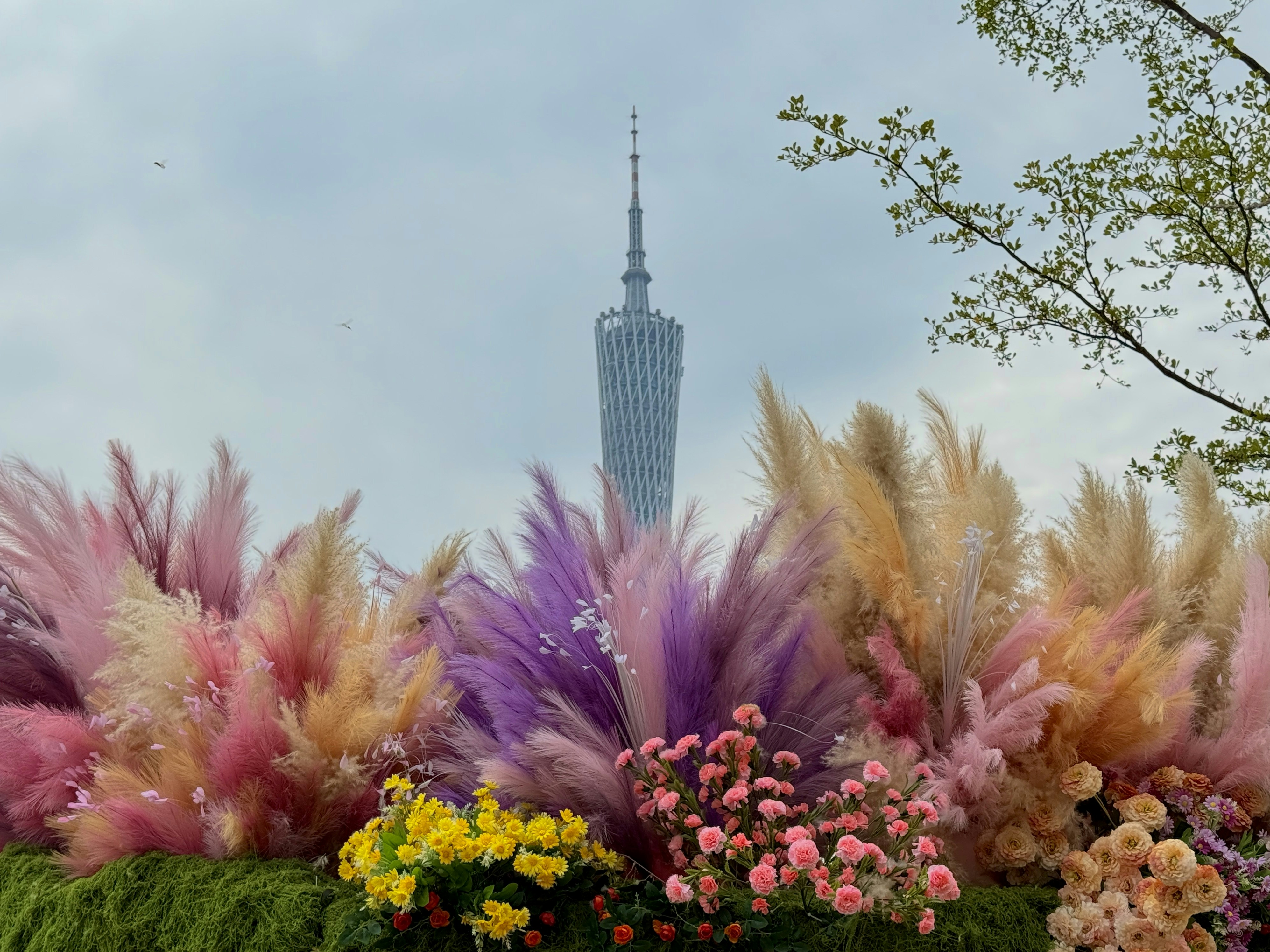 Floral Horizon: Tokyo Skytree Behind a Sea of Color
