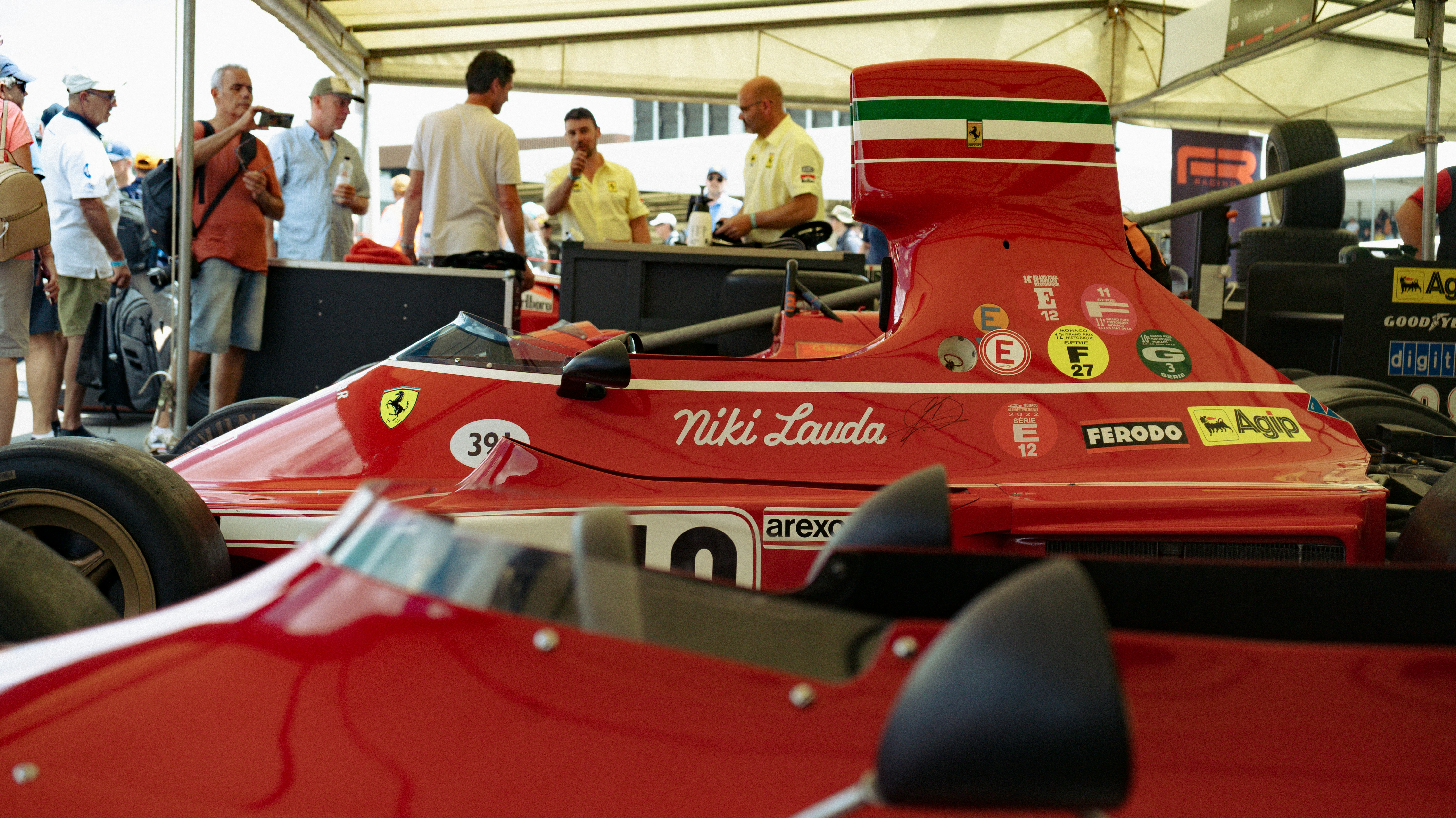 Red vintage ferrari race car with niki lauda text. photo – Free Sports ...