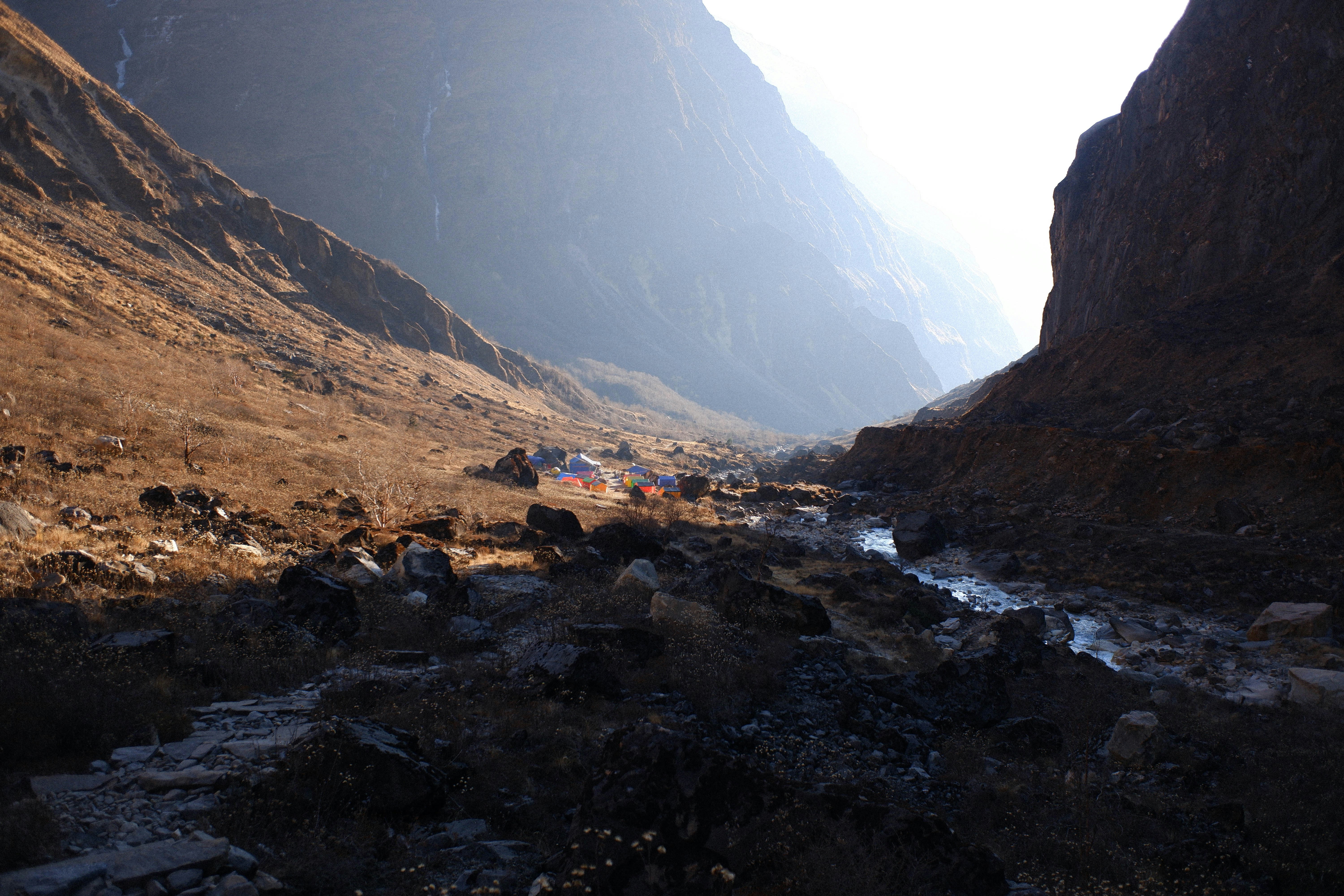 Hidden Camp in a Valley Gorge