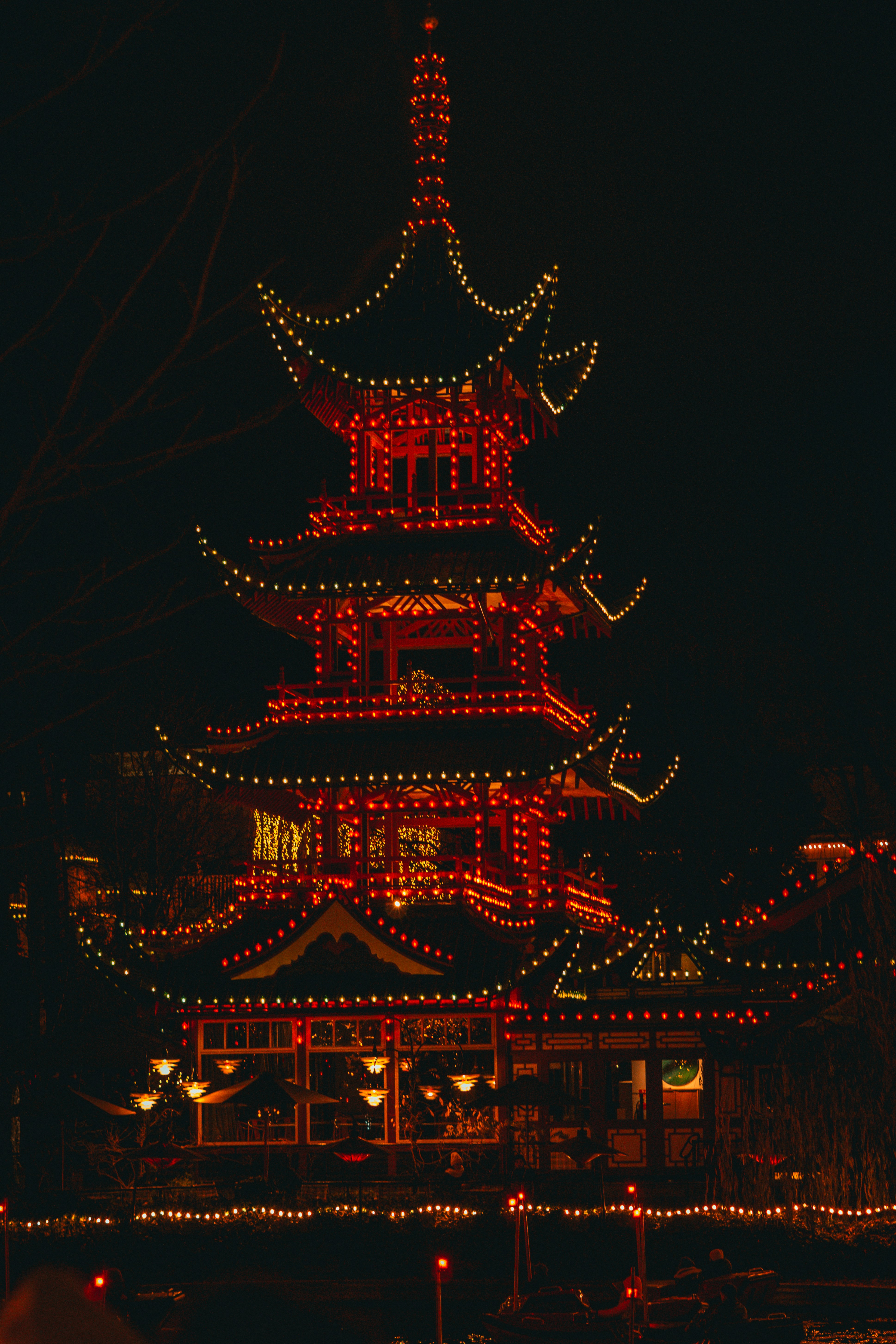 Red Pagoda in Velvet Night