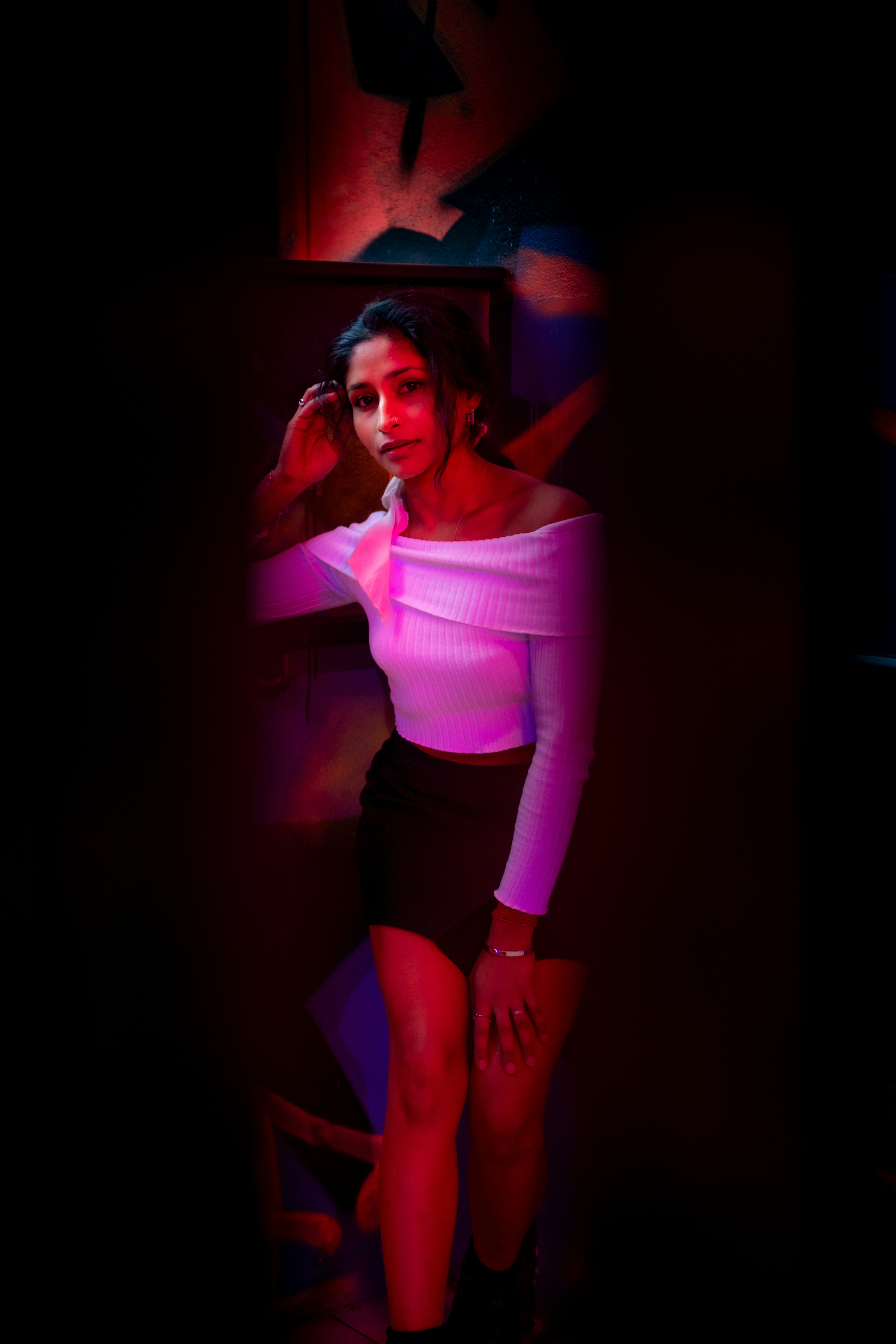 Neon Portrait in a Velvet Night