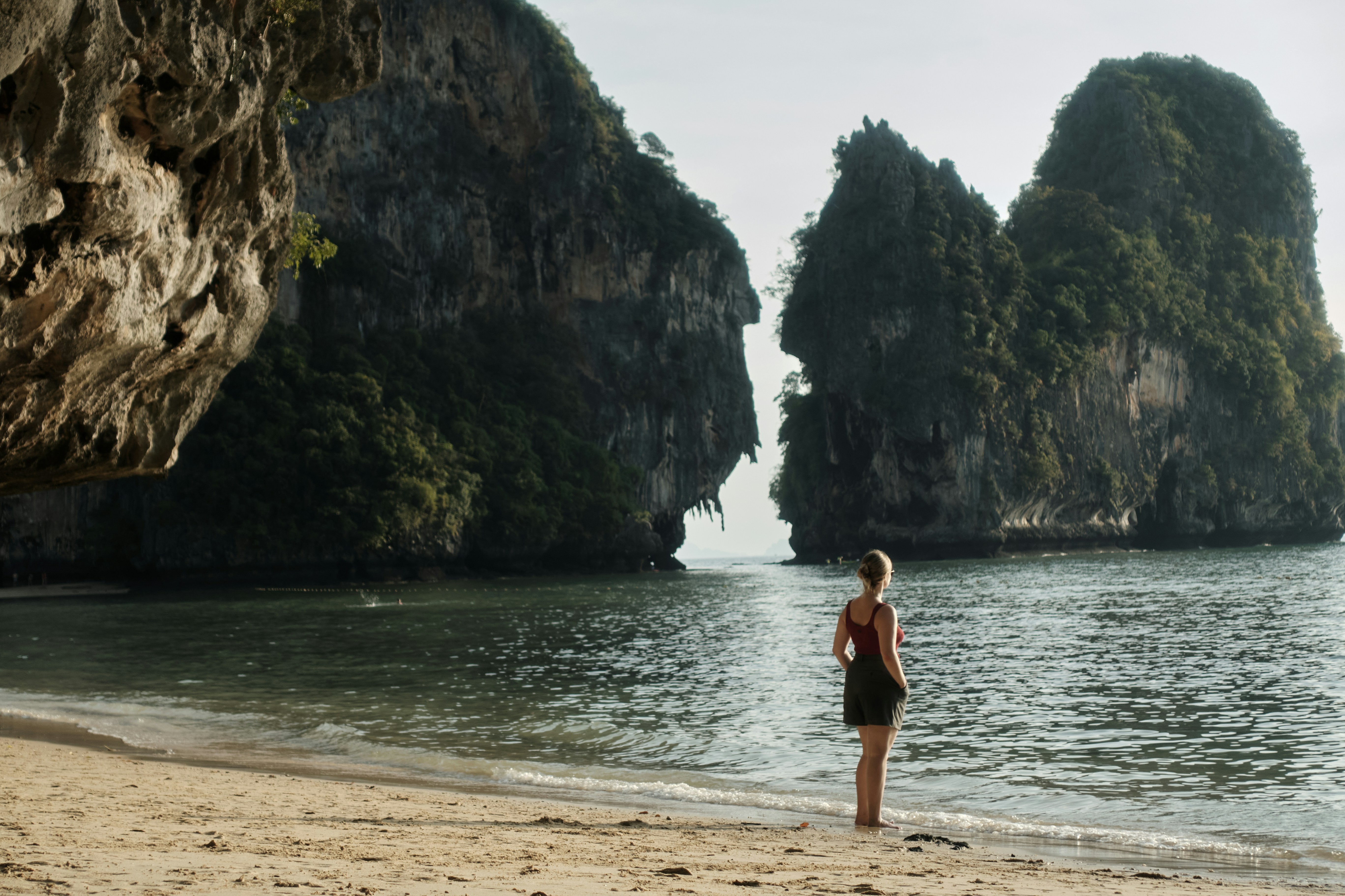 Solitary Wanderer Between Sea Folds