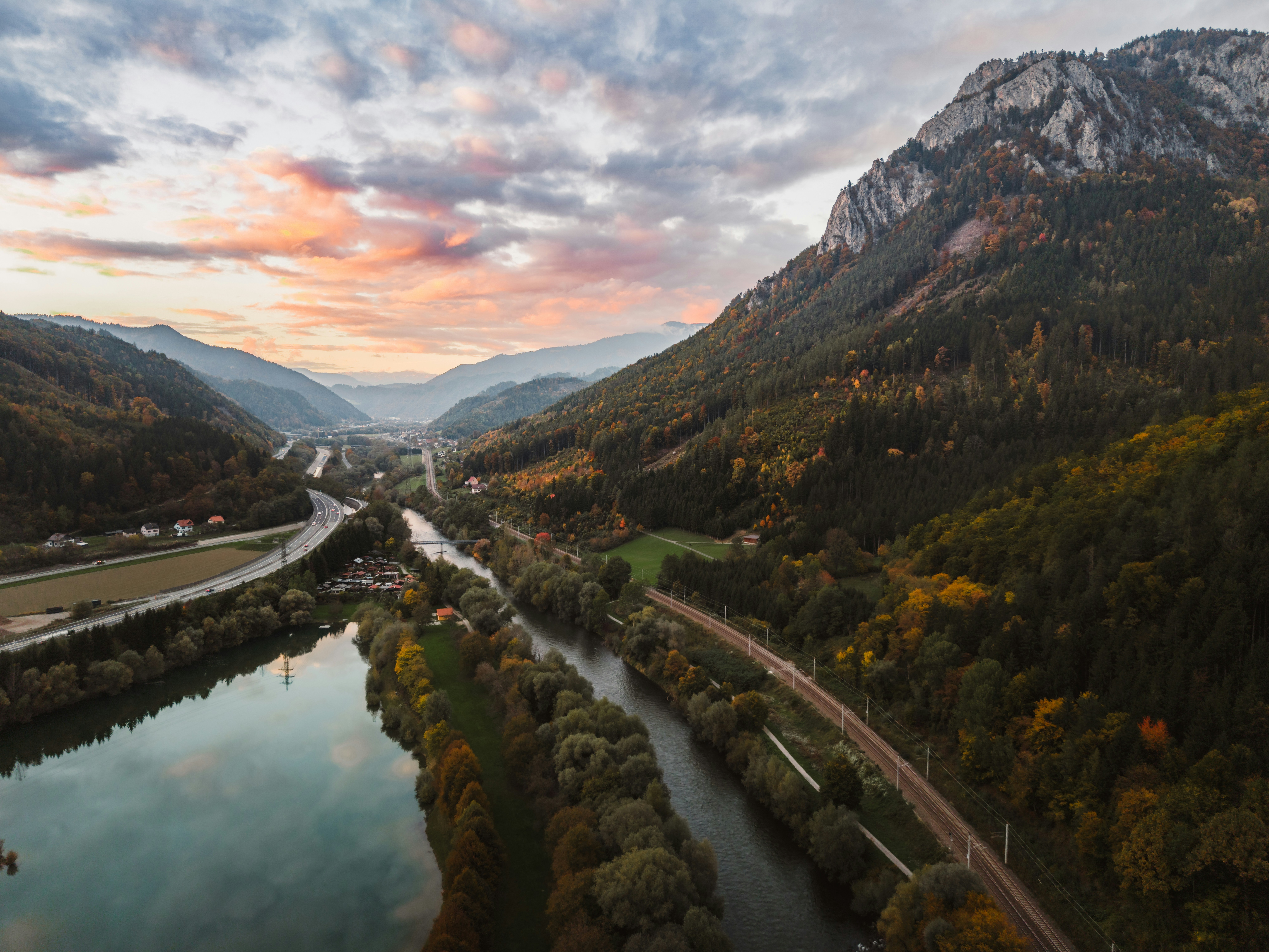 Twilight Over Forested Mountains