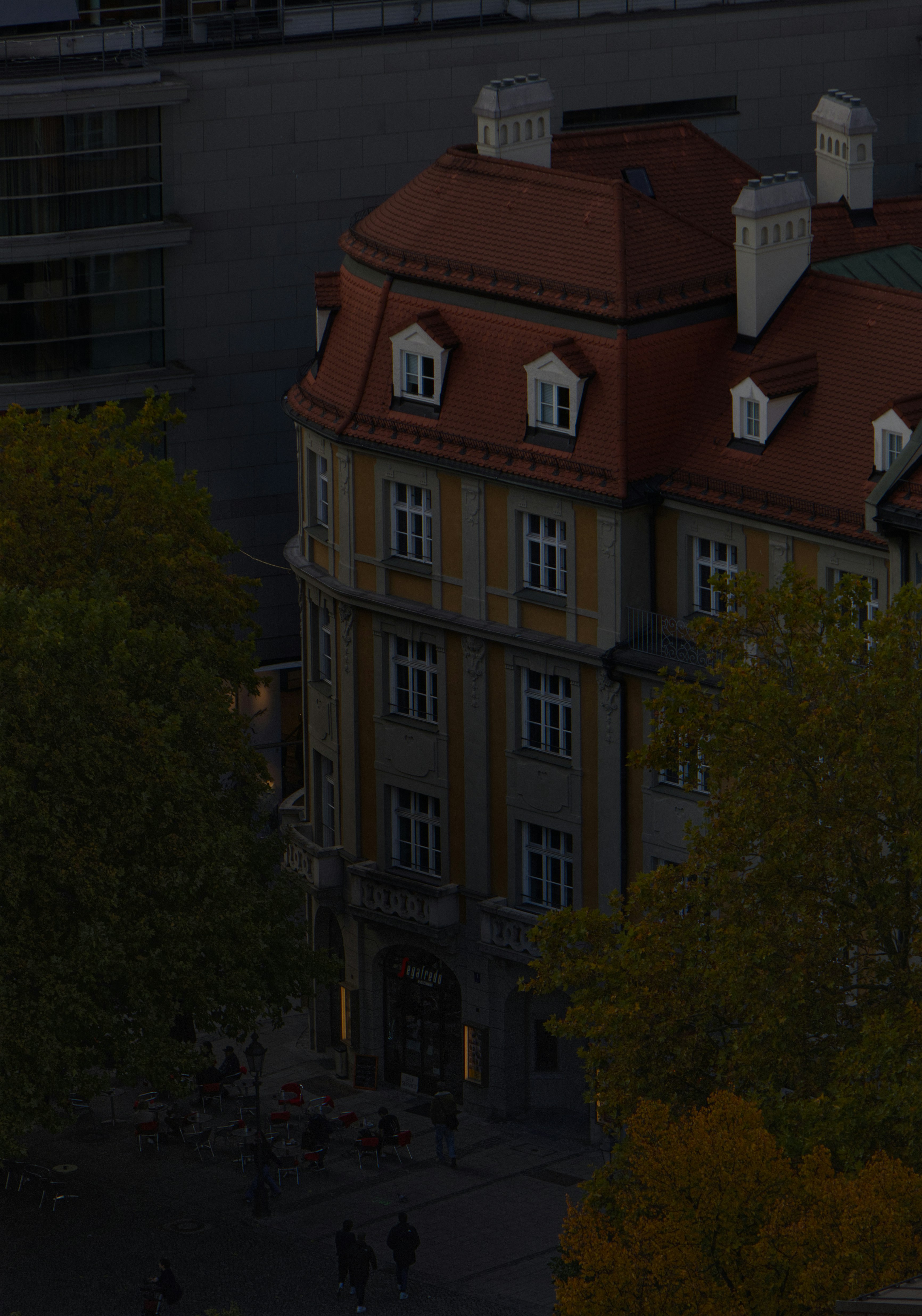 Mellow Facade in the Urban Evening