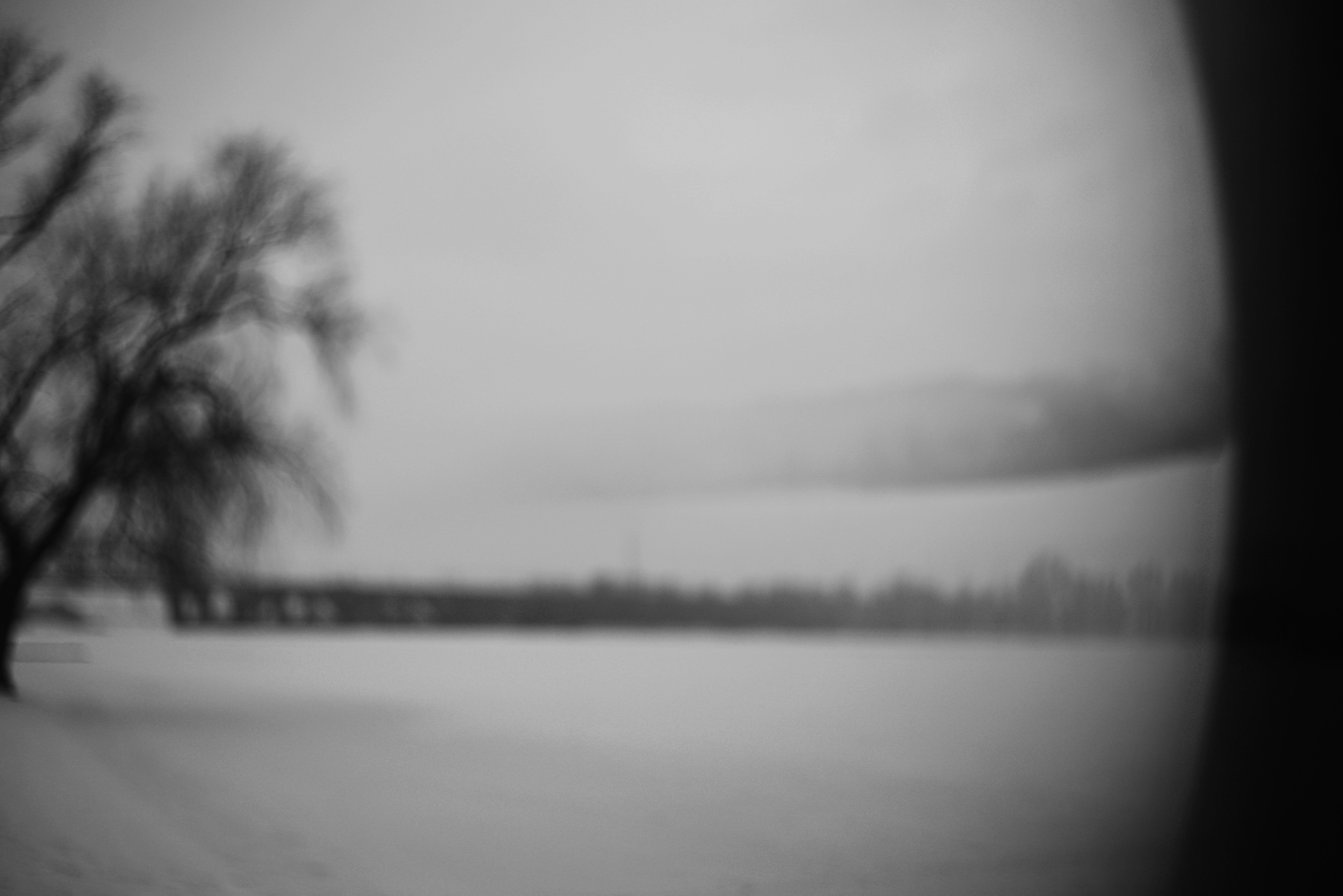 Blurred Winter Horizon Through a Narrow Frame