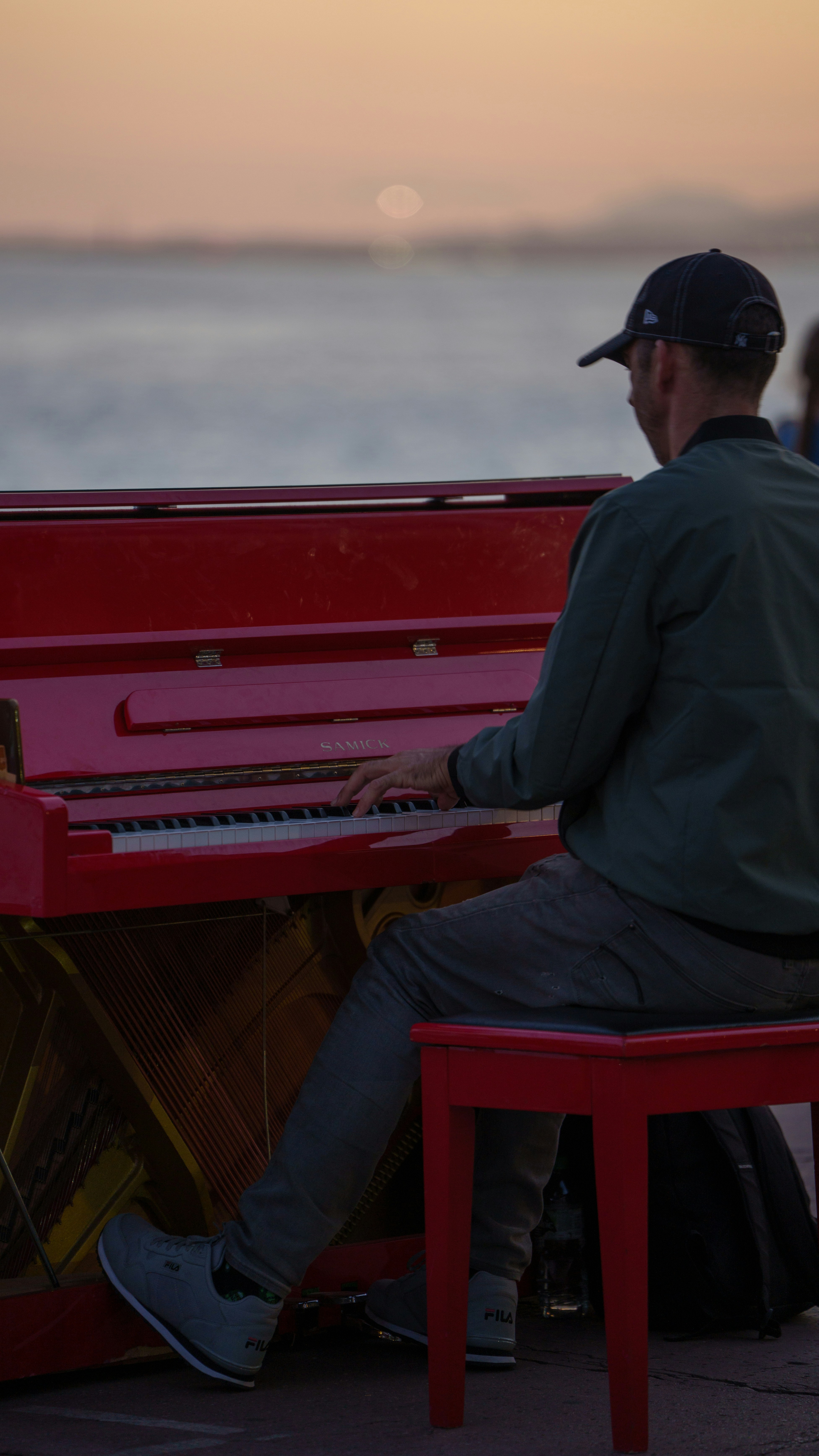 Sunset Serenade on Red Keys