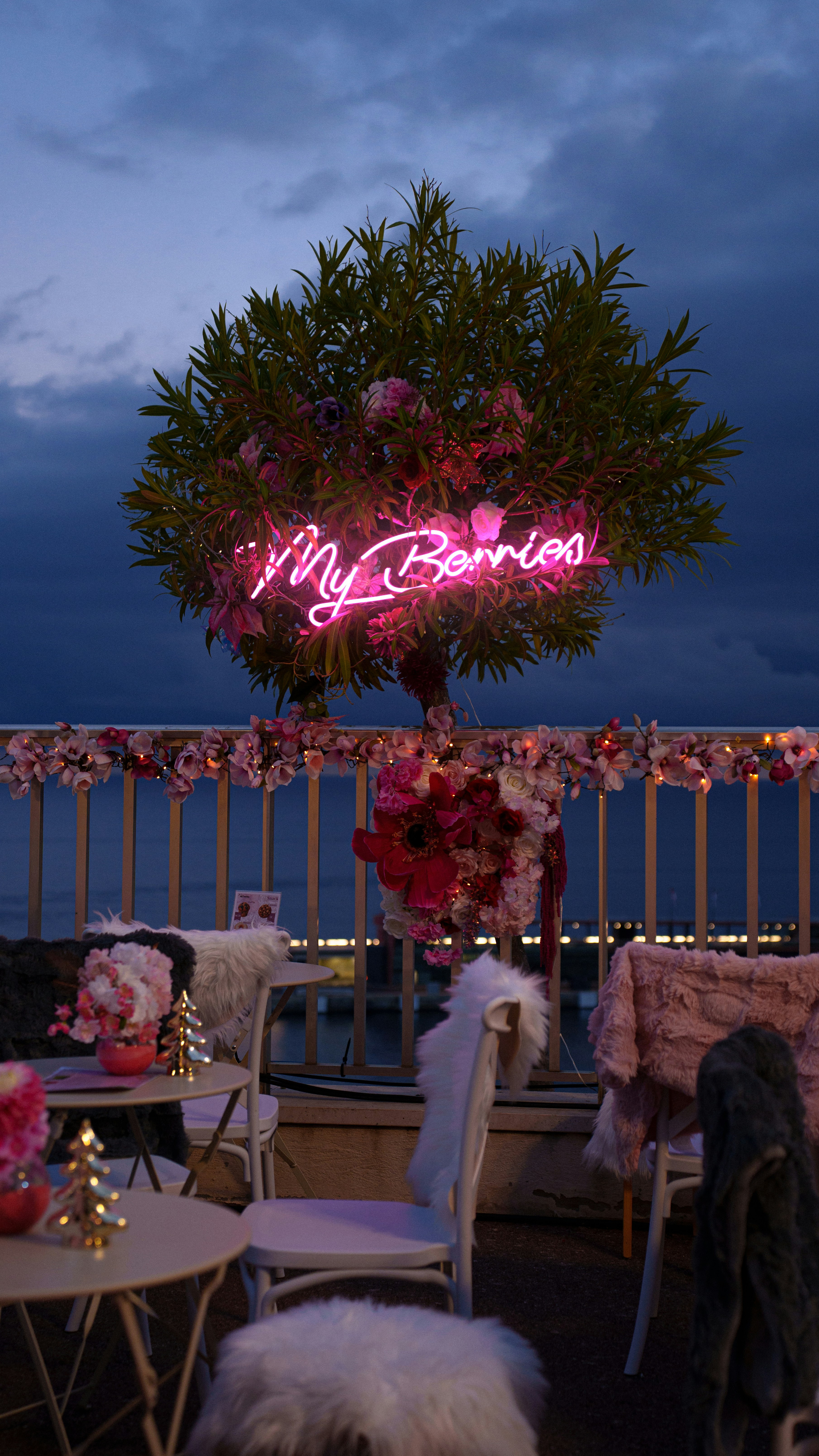 Neon Bloom Over the Deck: A Night of Pink Promises