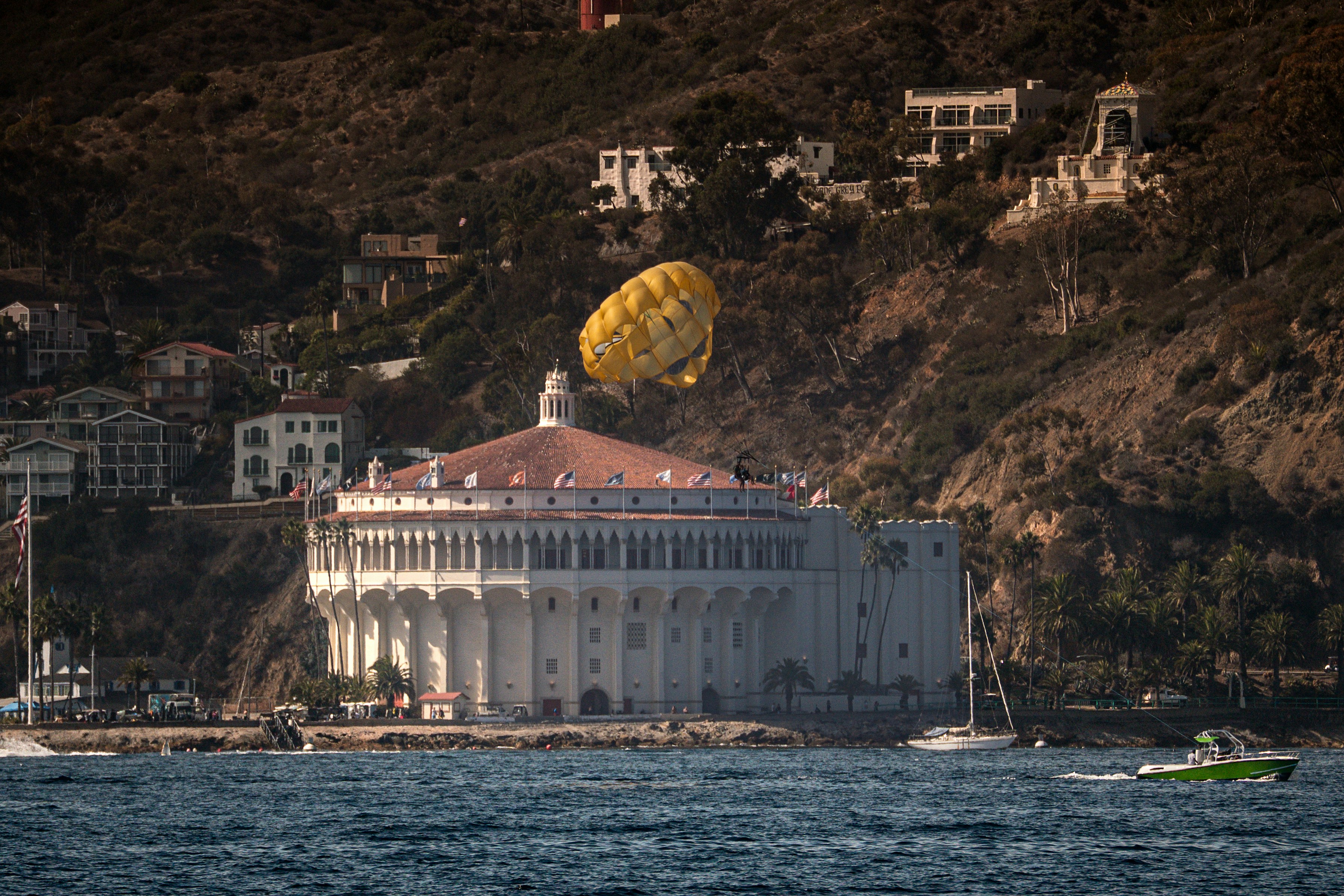 Parasail Above the Historic Bayside Train Station