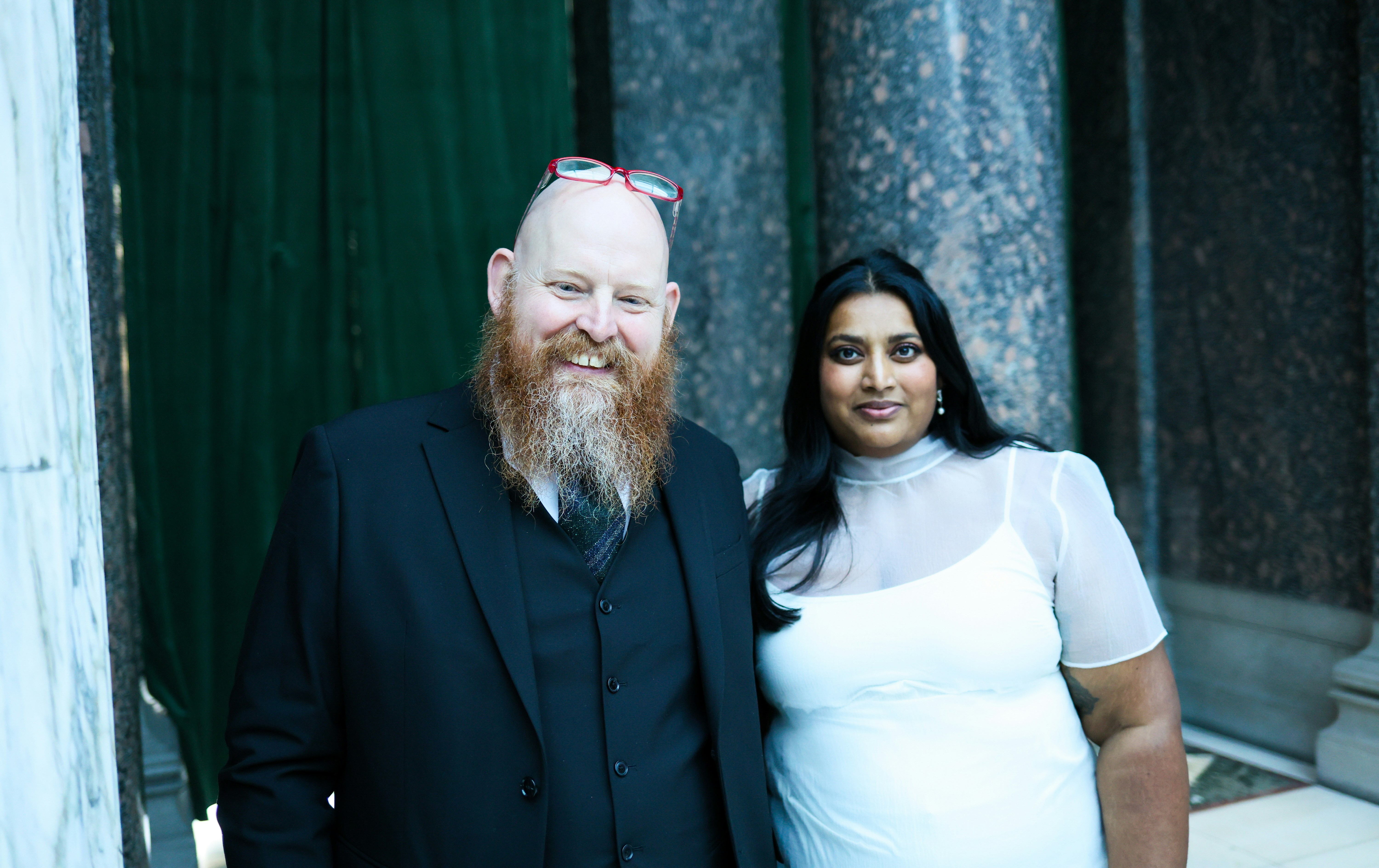 Two Portraits, One Moment: A Friendly Outing at the Columns