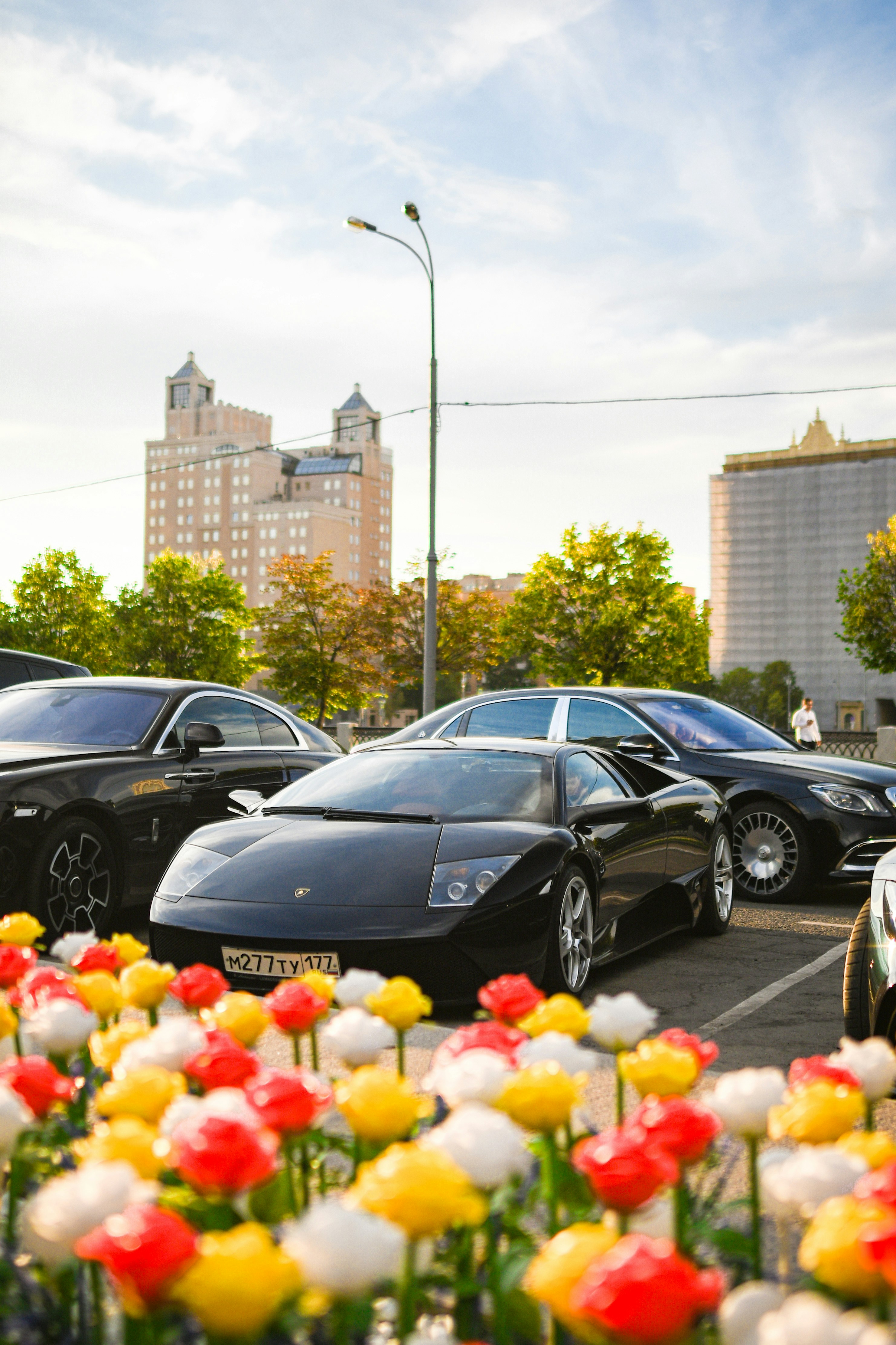Chrome Gloss and City Bloom: Cars in a Turret of Color