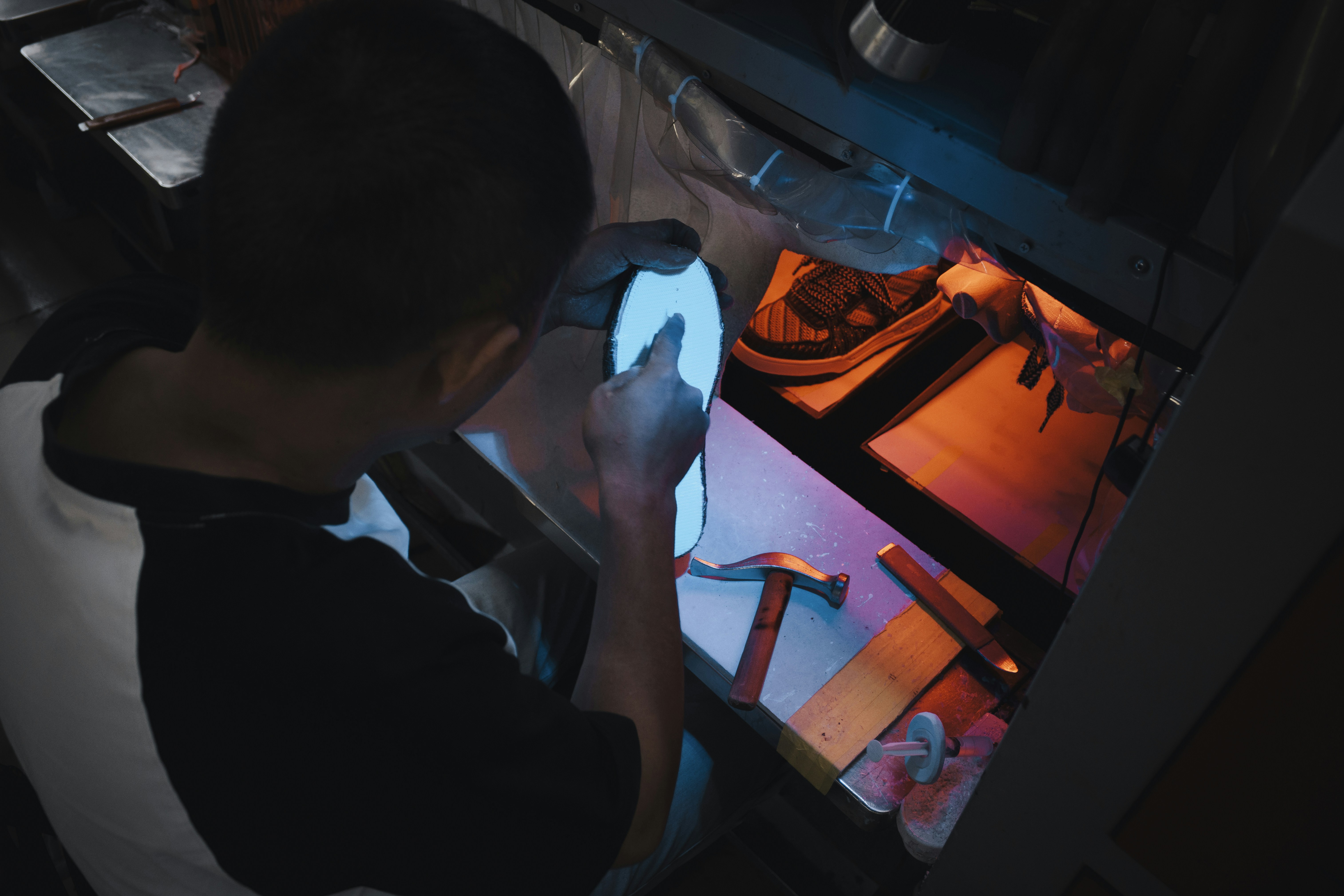 quick snaps at a corner of shoe factory