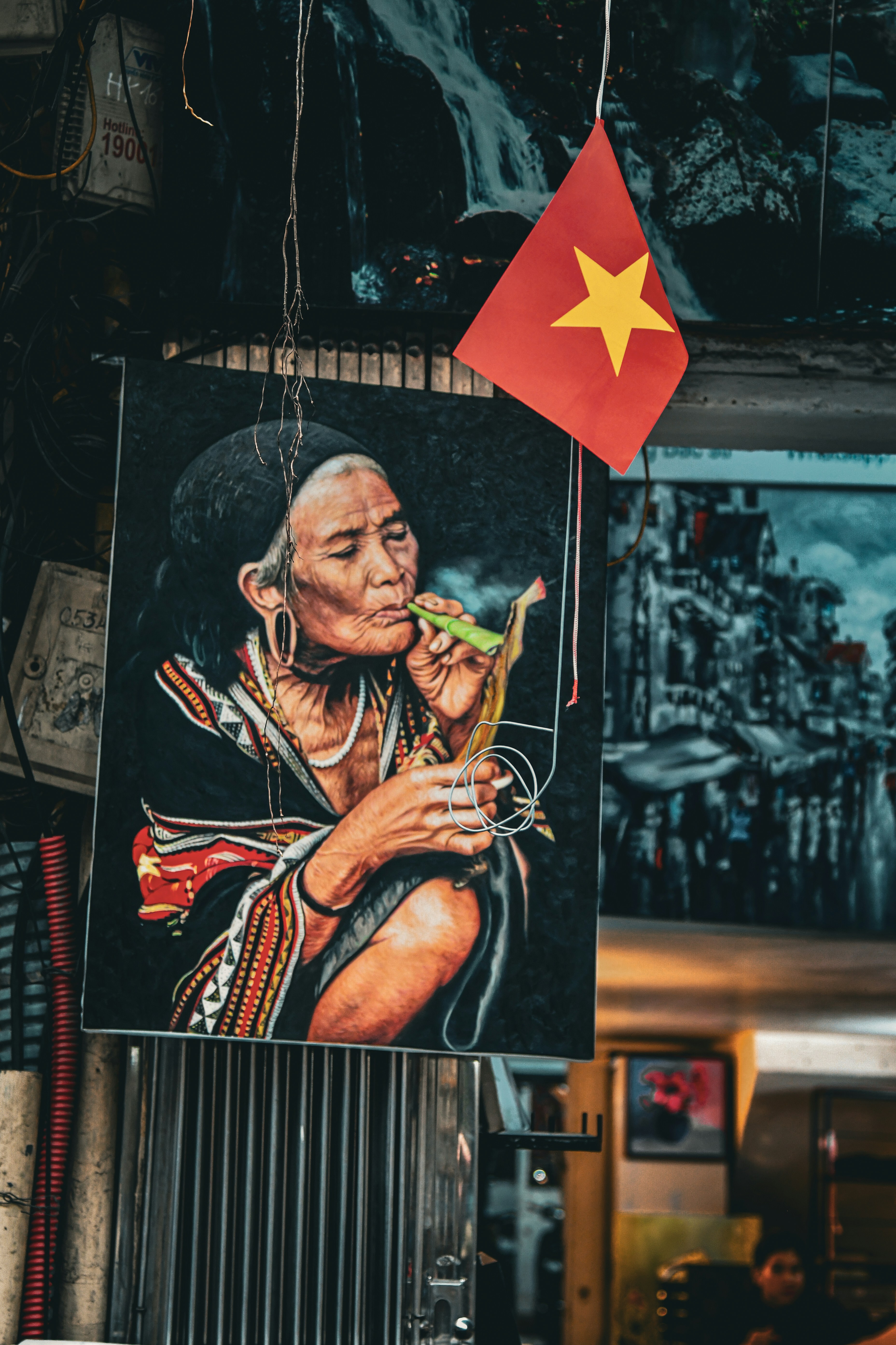 Portrait in Motion: A Native Elder Nibbles through Art and Flag