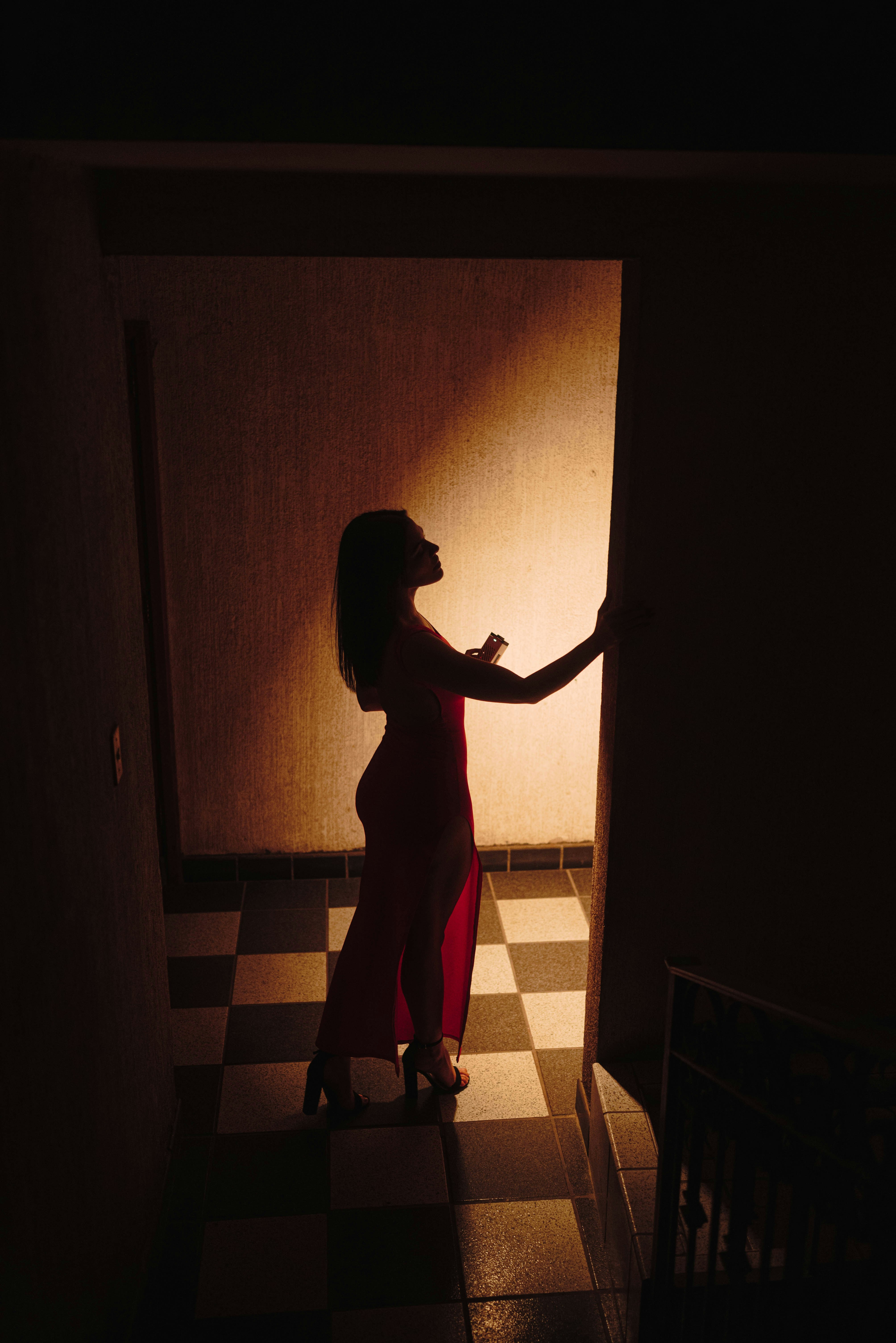 Silhouette in a Limelight Corridor