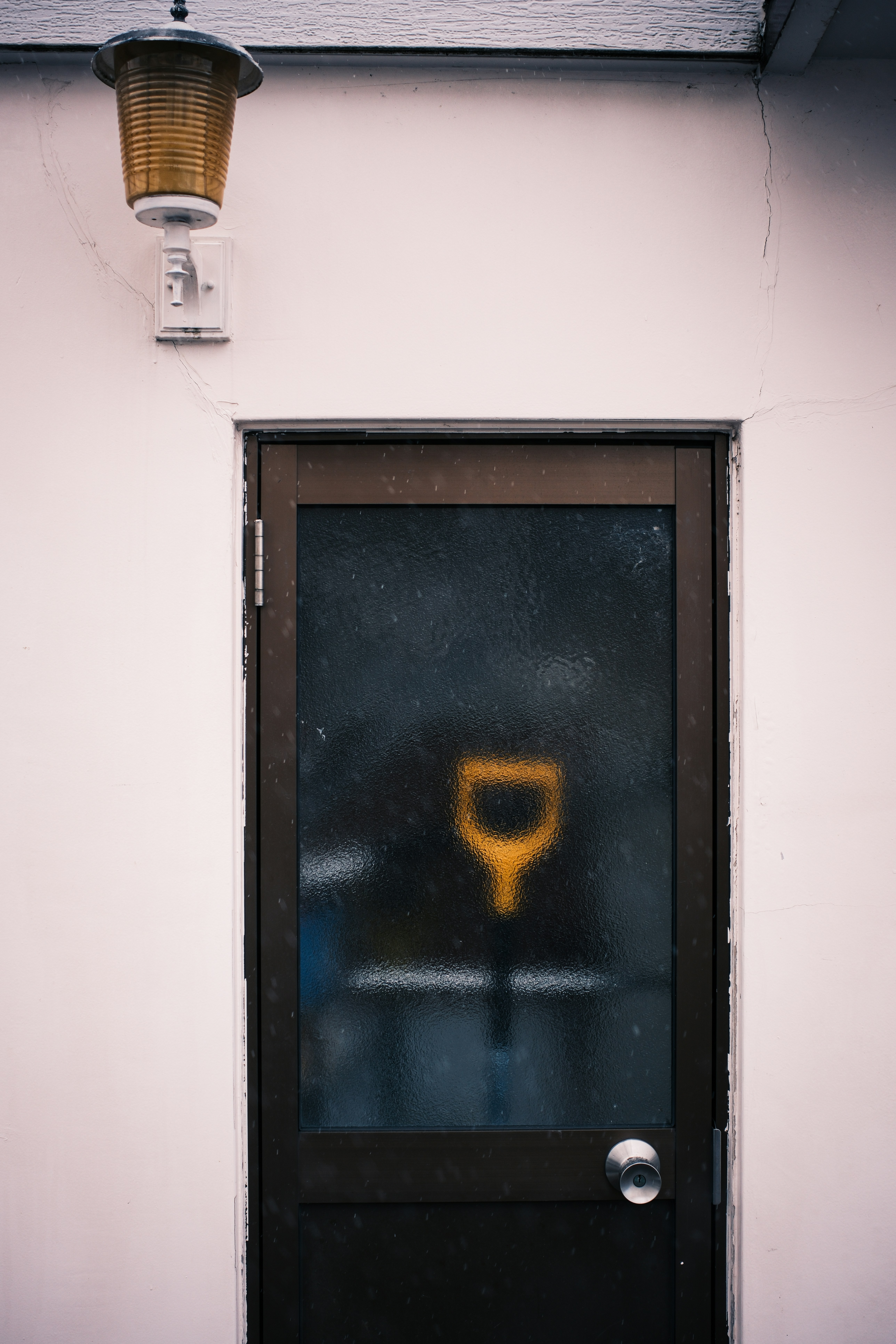 Muted Entrance: A Door with a Suspended Glow