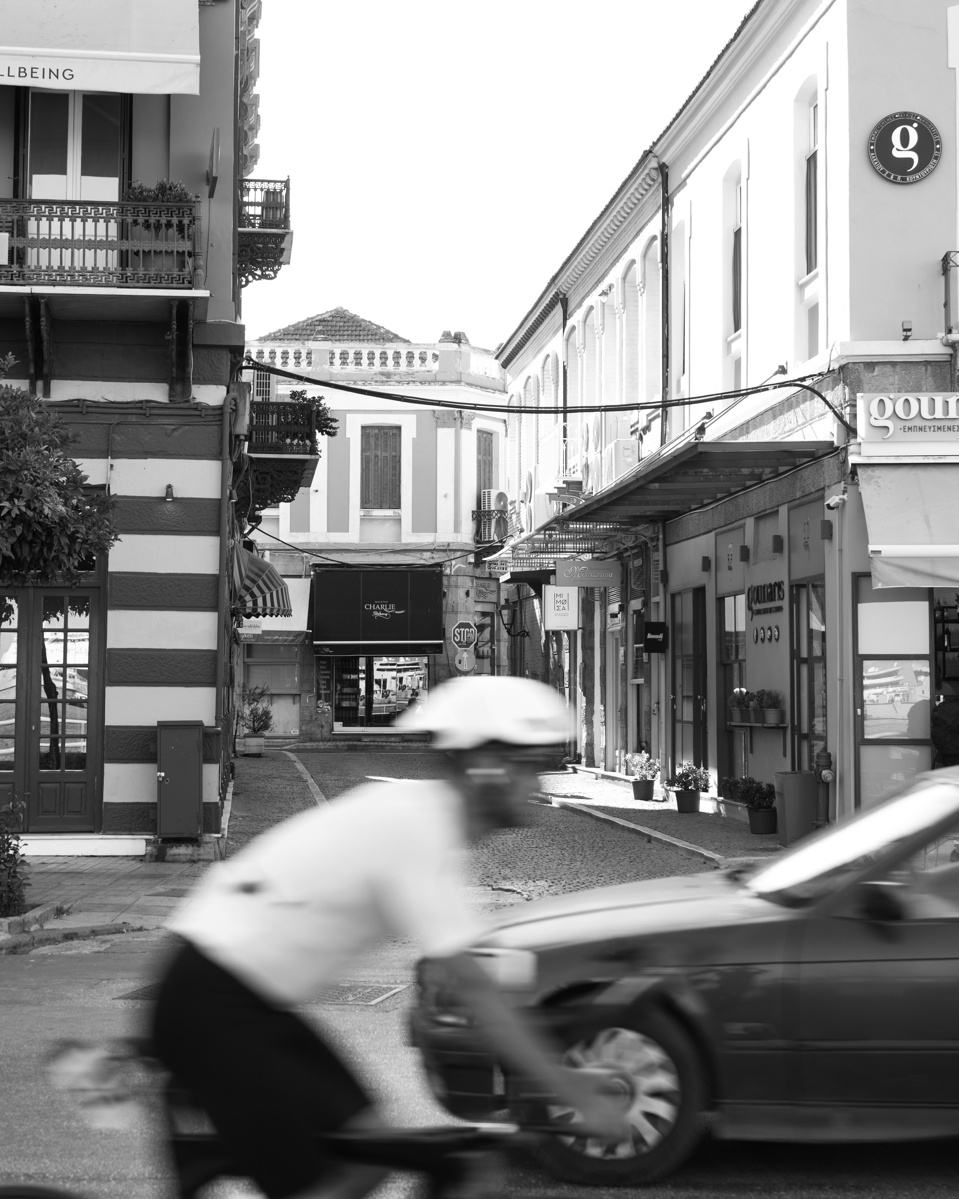 Blurred Winged Hurry Through a Narrow Urban Arcade