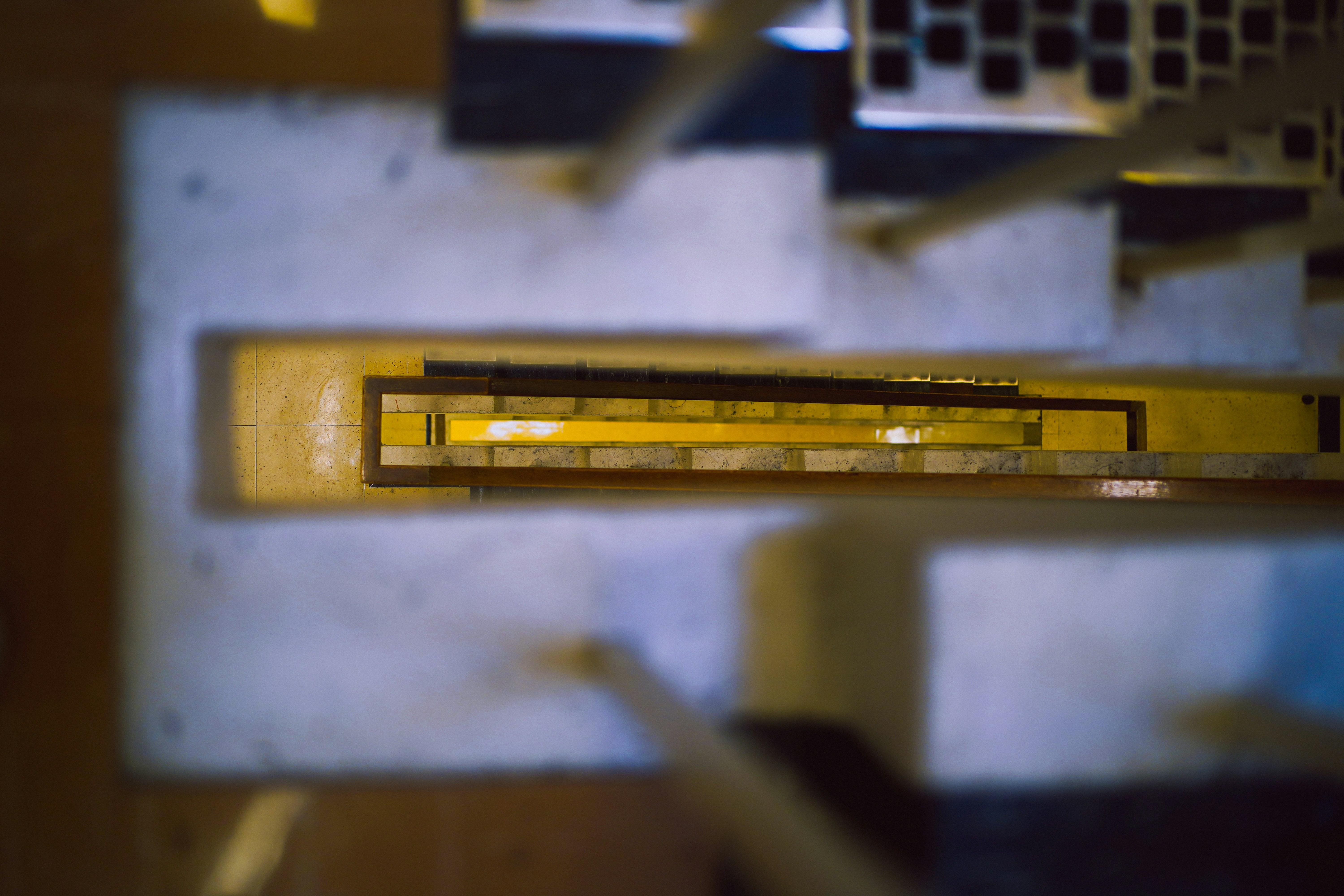 Aerial View into a Narrow Industrial Shaft