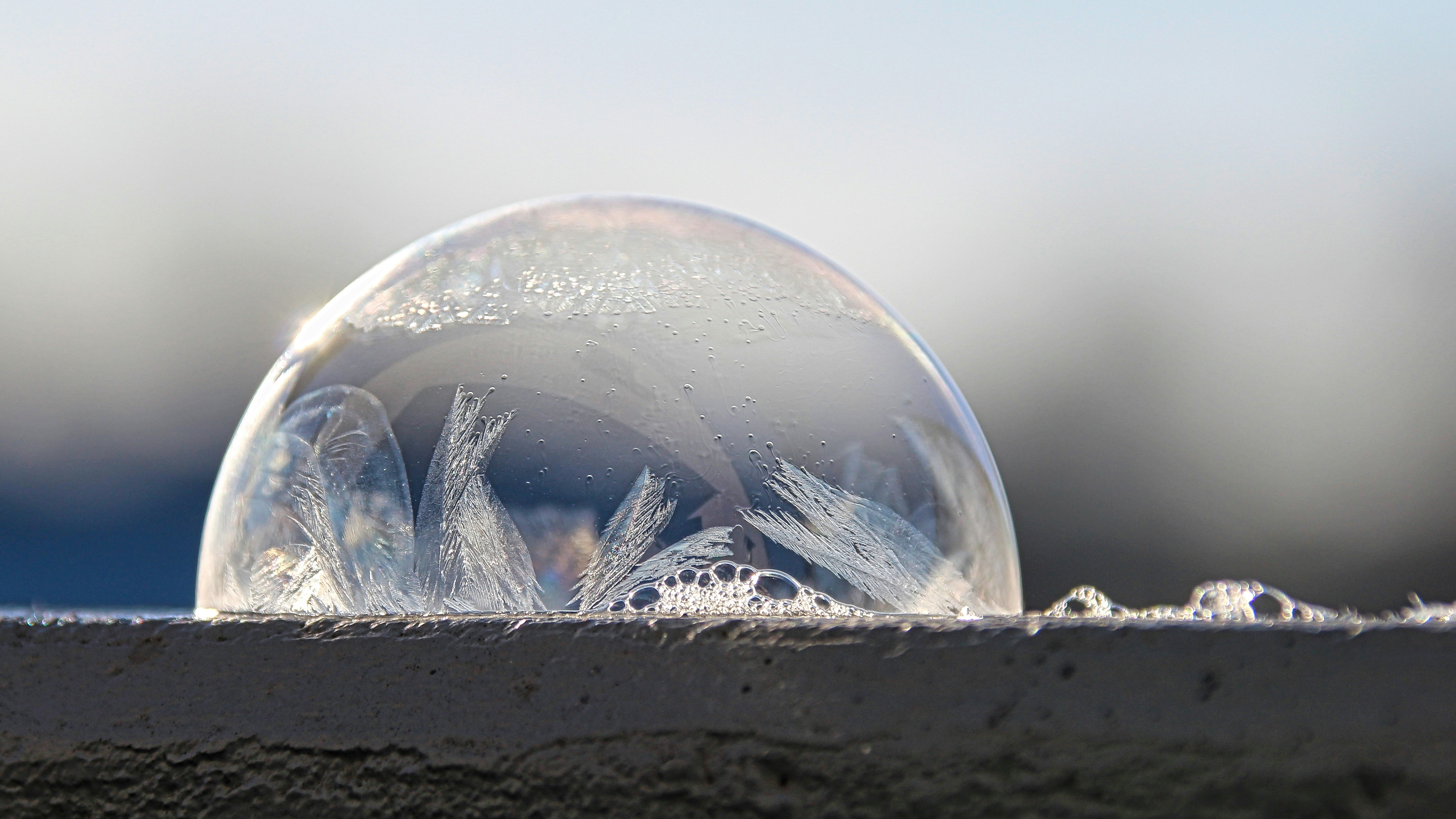 Icy Bubble on a Frozen Rim: A Quiet Macro Moment