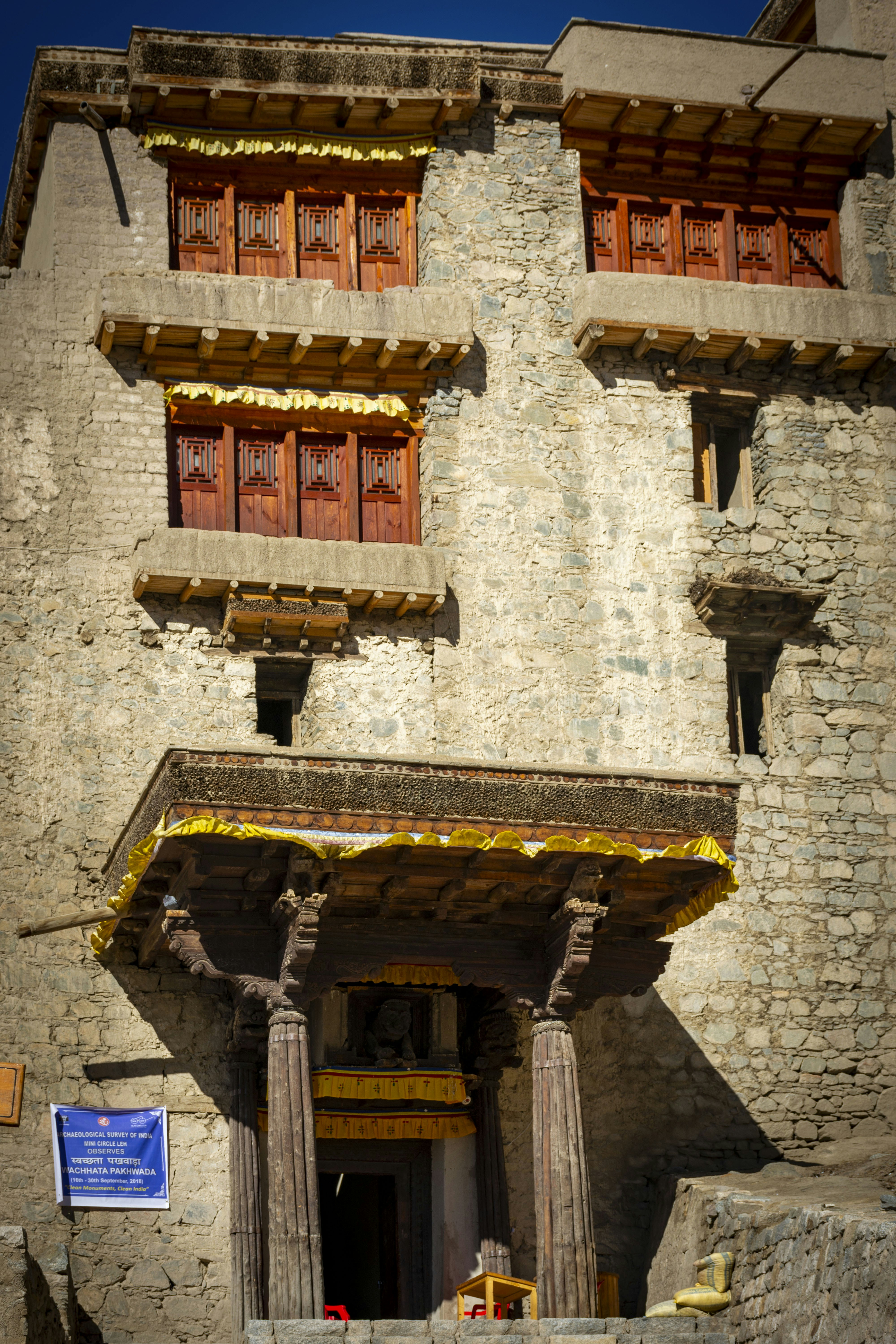Stone Facade of a Tibetan-Style Monastic Entrance