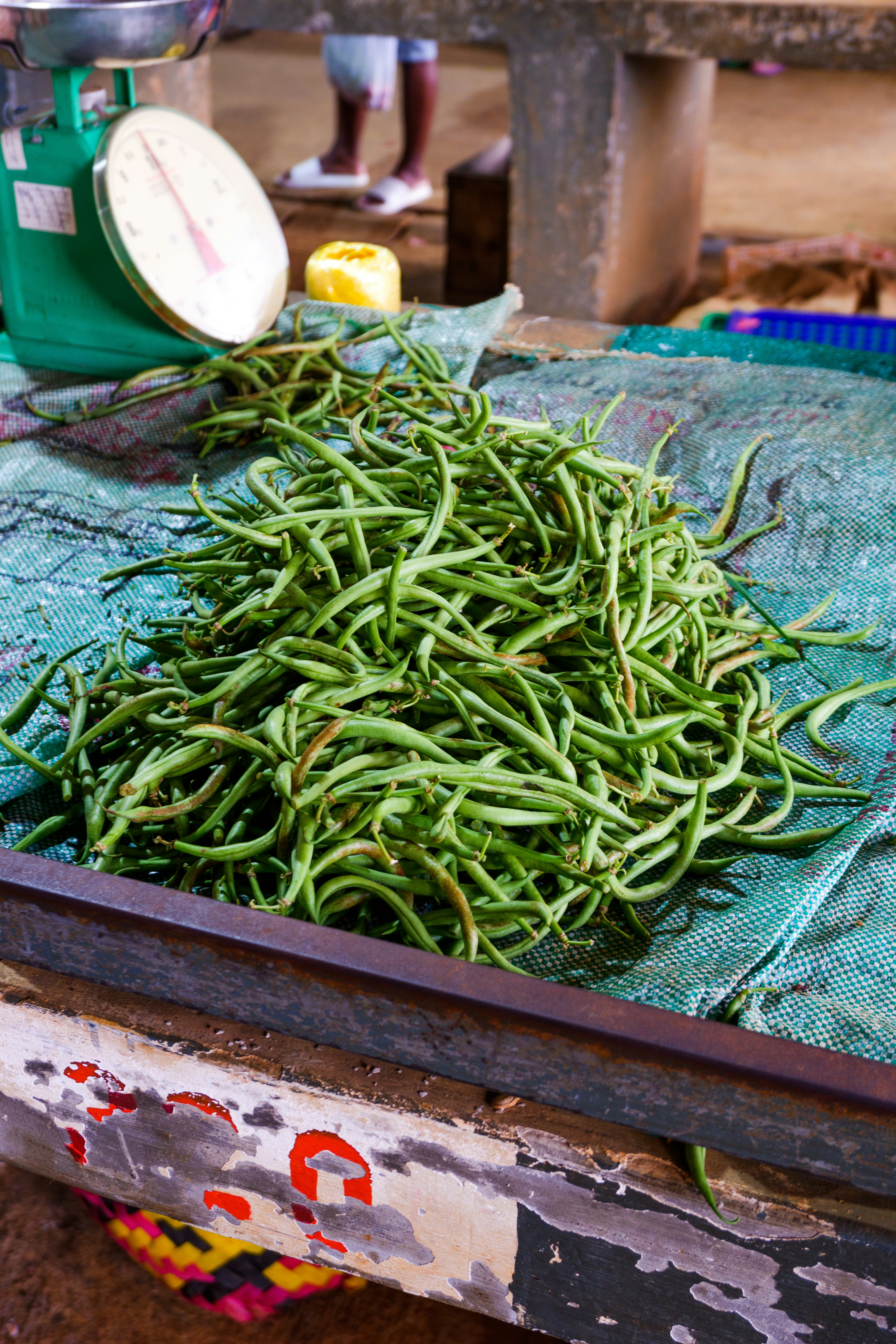 Pile of fresh green beans on a market stall photo – Free Agriculture ...