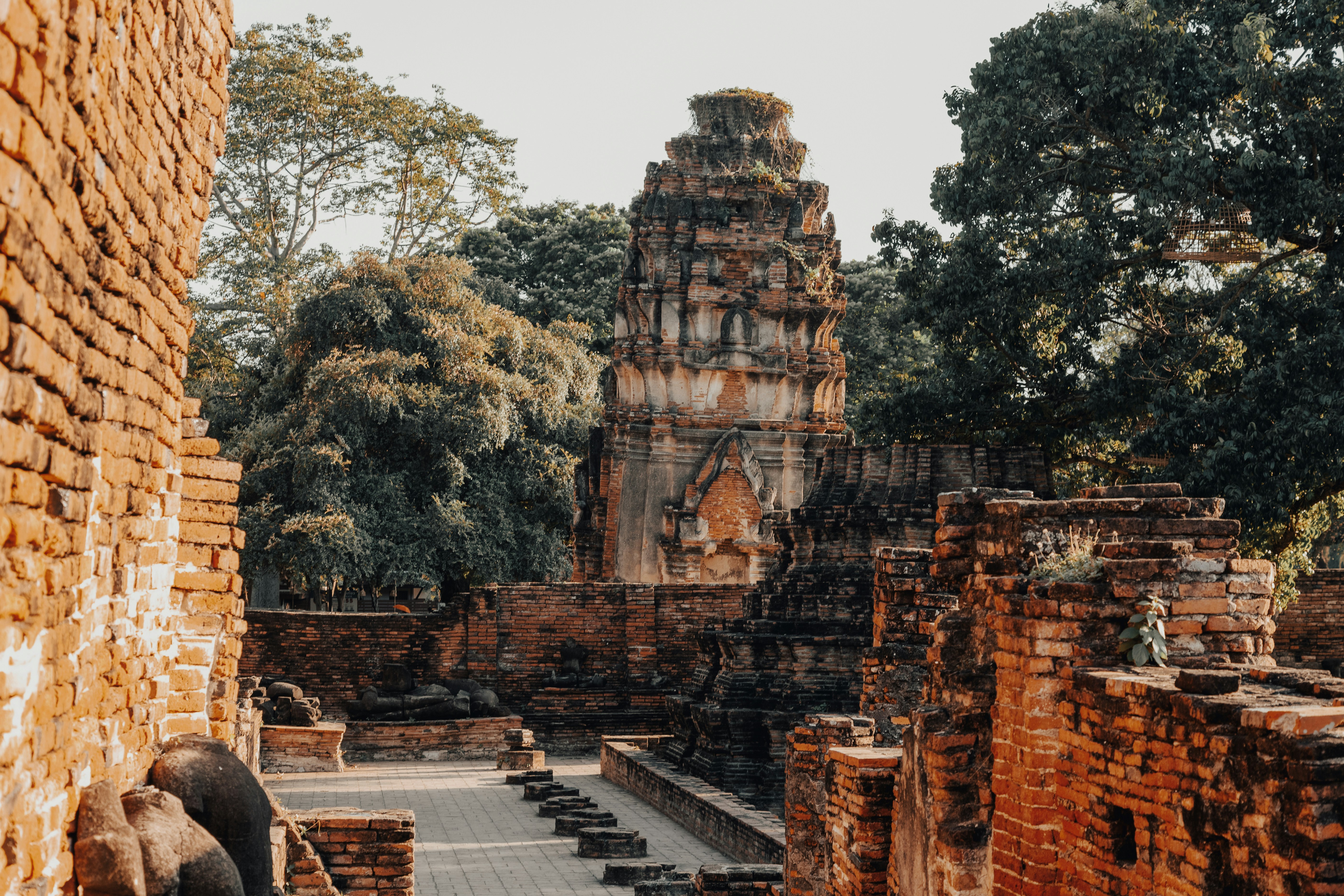 Ancient brick ruins with a central temple structure. photo – Free ...