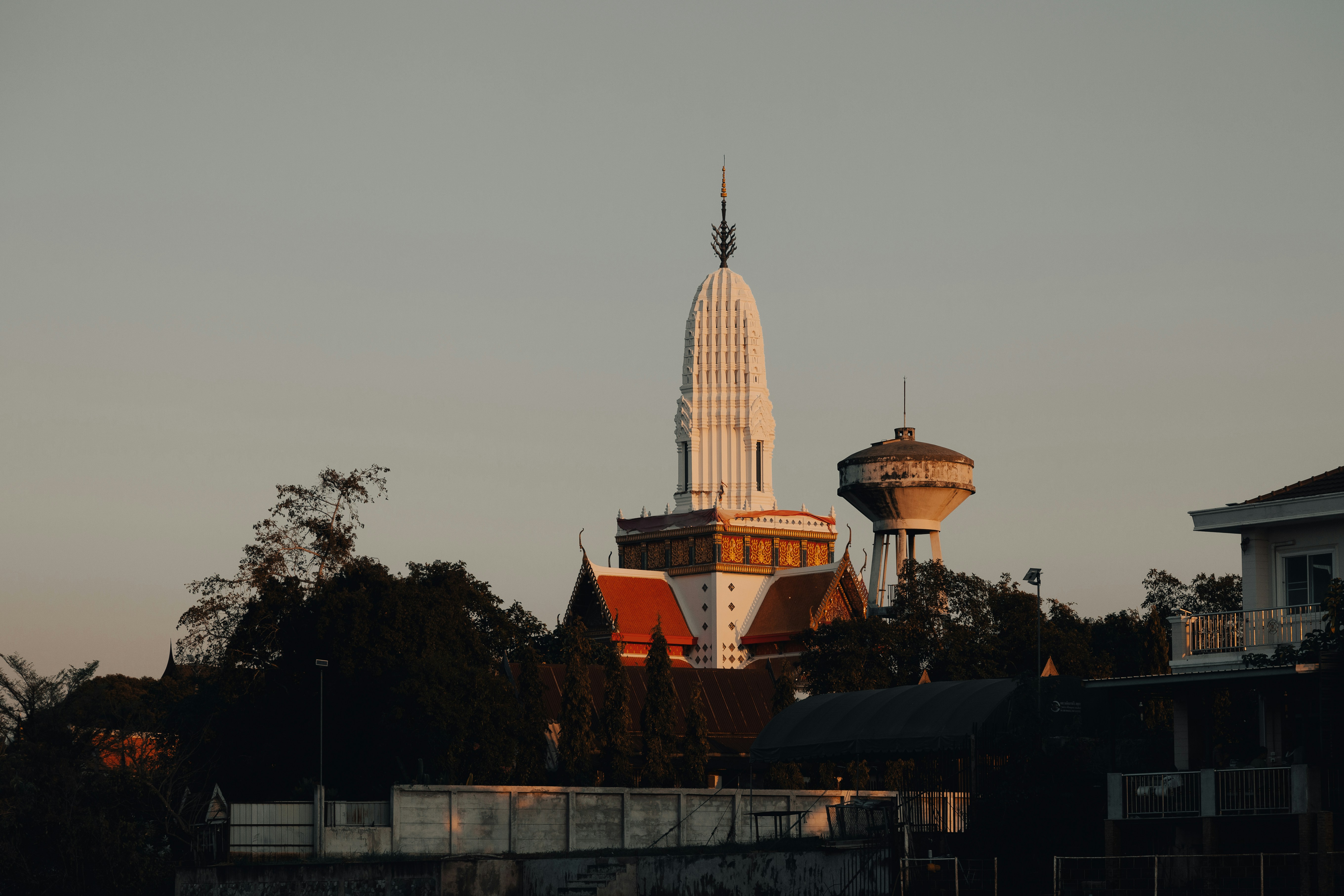 Temple Towers at Dusk: A Quiet Horizon over Rooftops