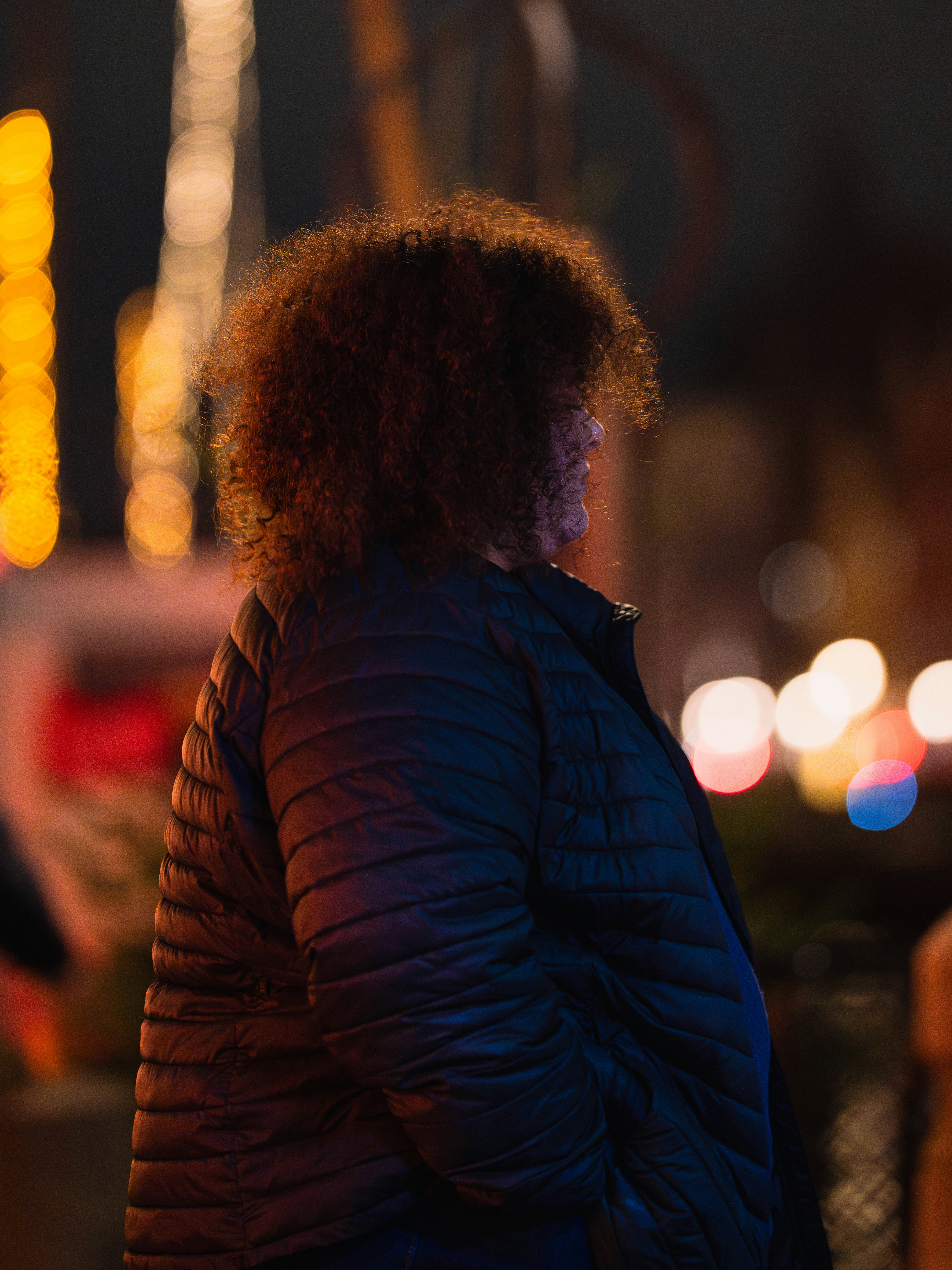 Neon Evening Pulse: A Profile Amid City Lights