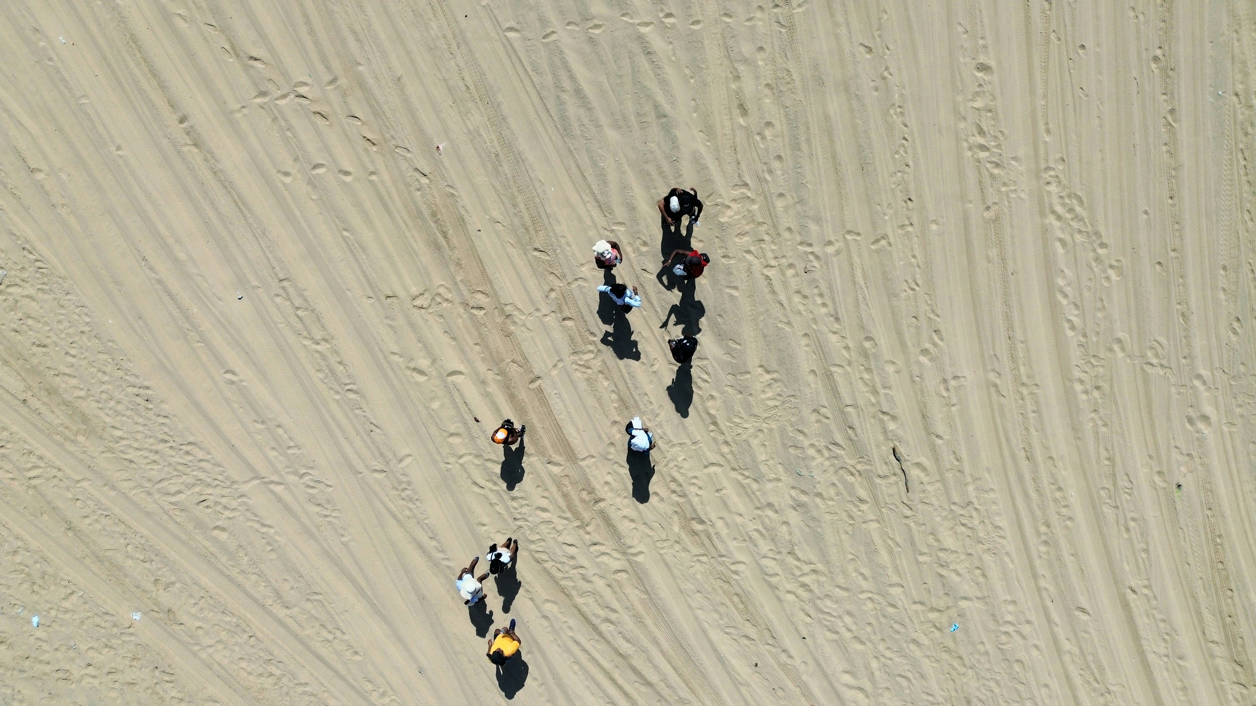 Lines in the Sand: A Small Group's Shadowed Trek Across a Desert Canvas