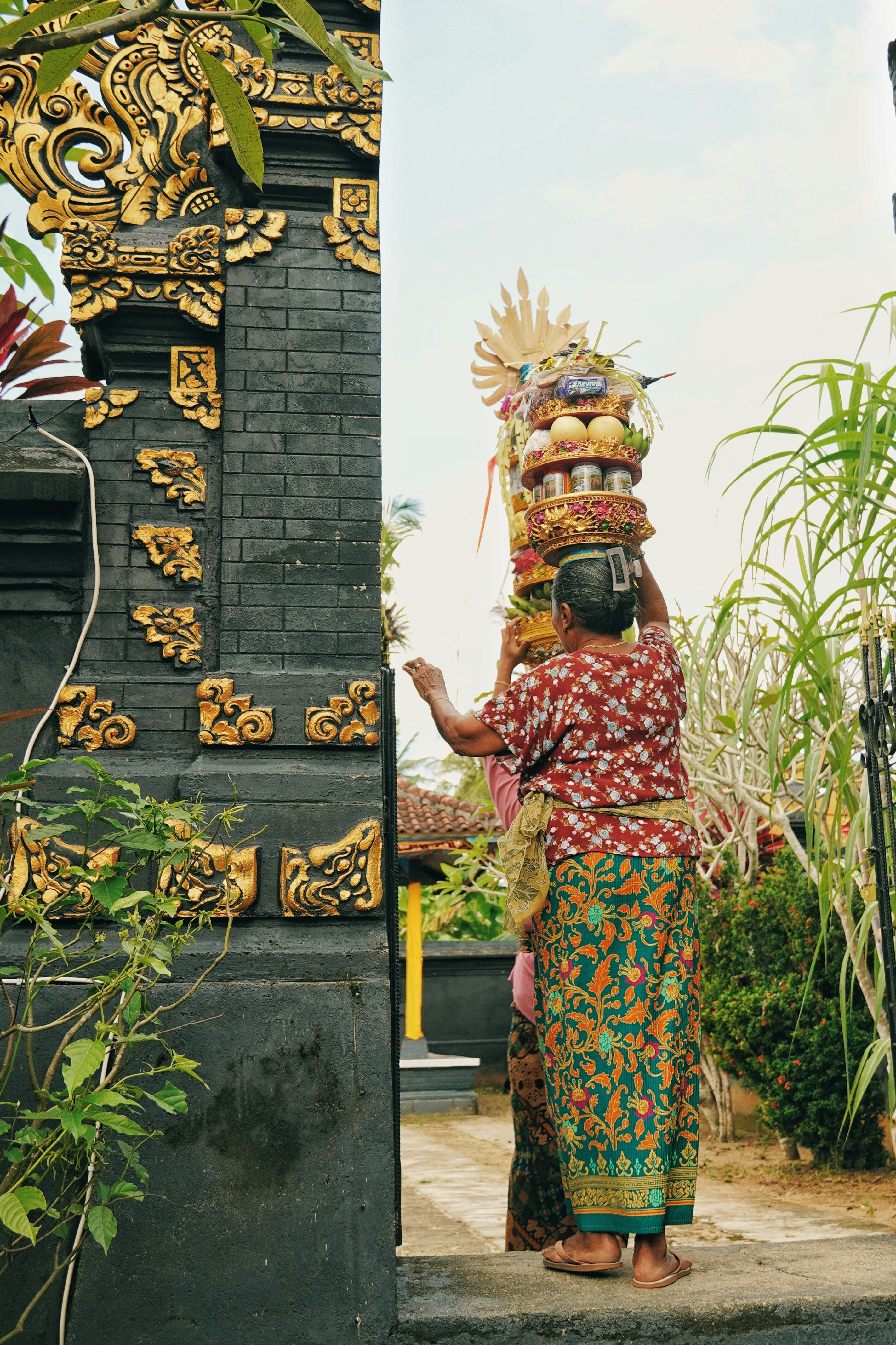 Blessed Balcony of Color: A Balinese Blessing Staged on Stone
