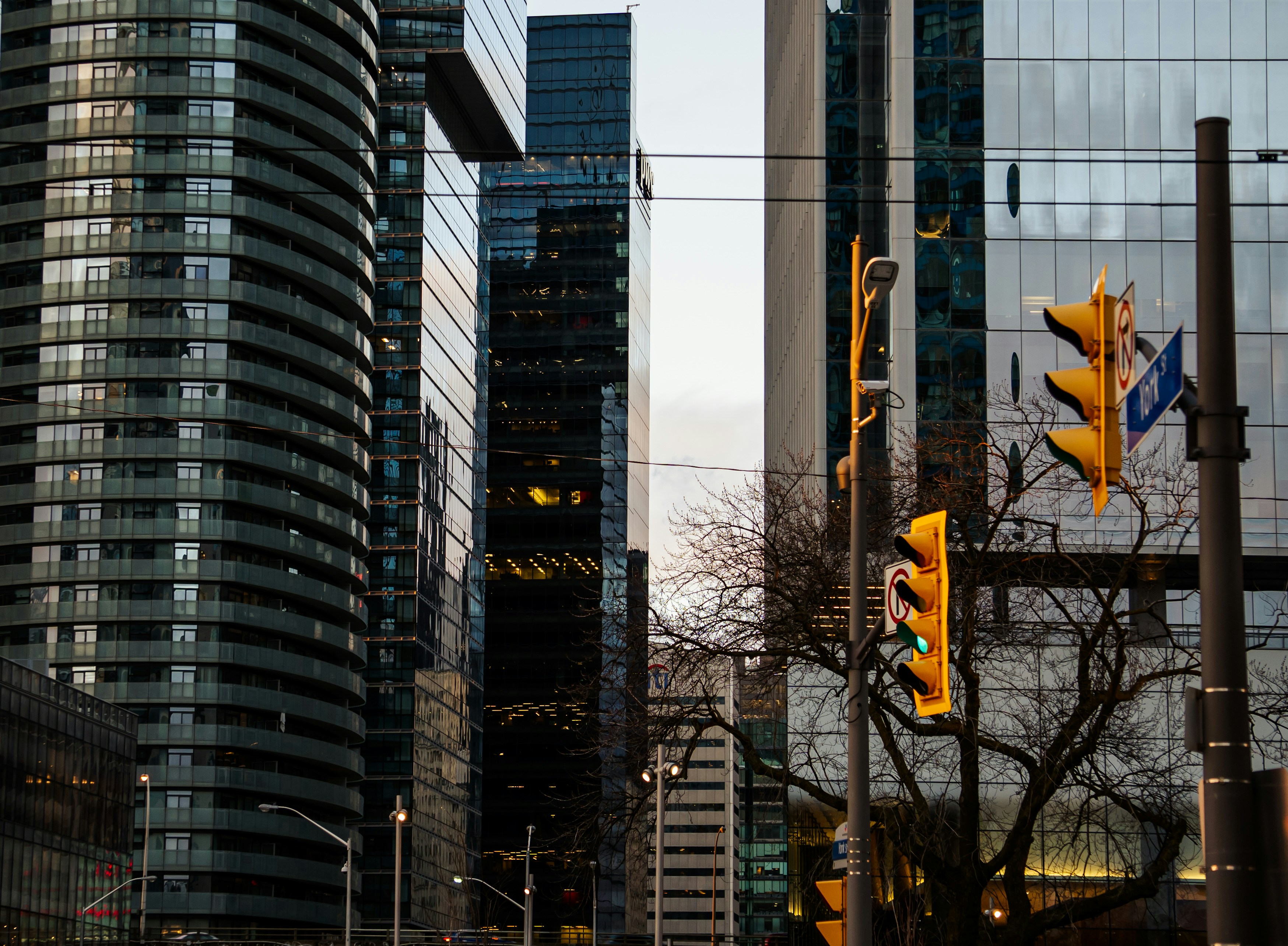 Glass Towers and Golden Signals at Twilight