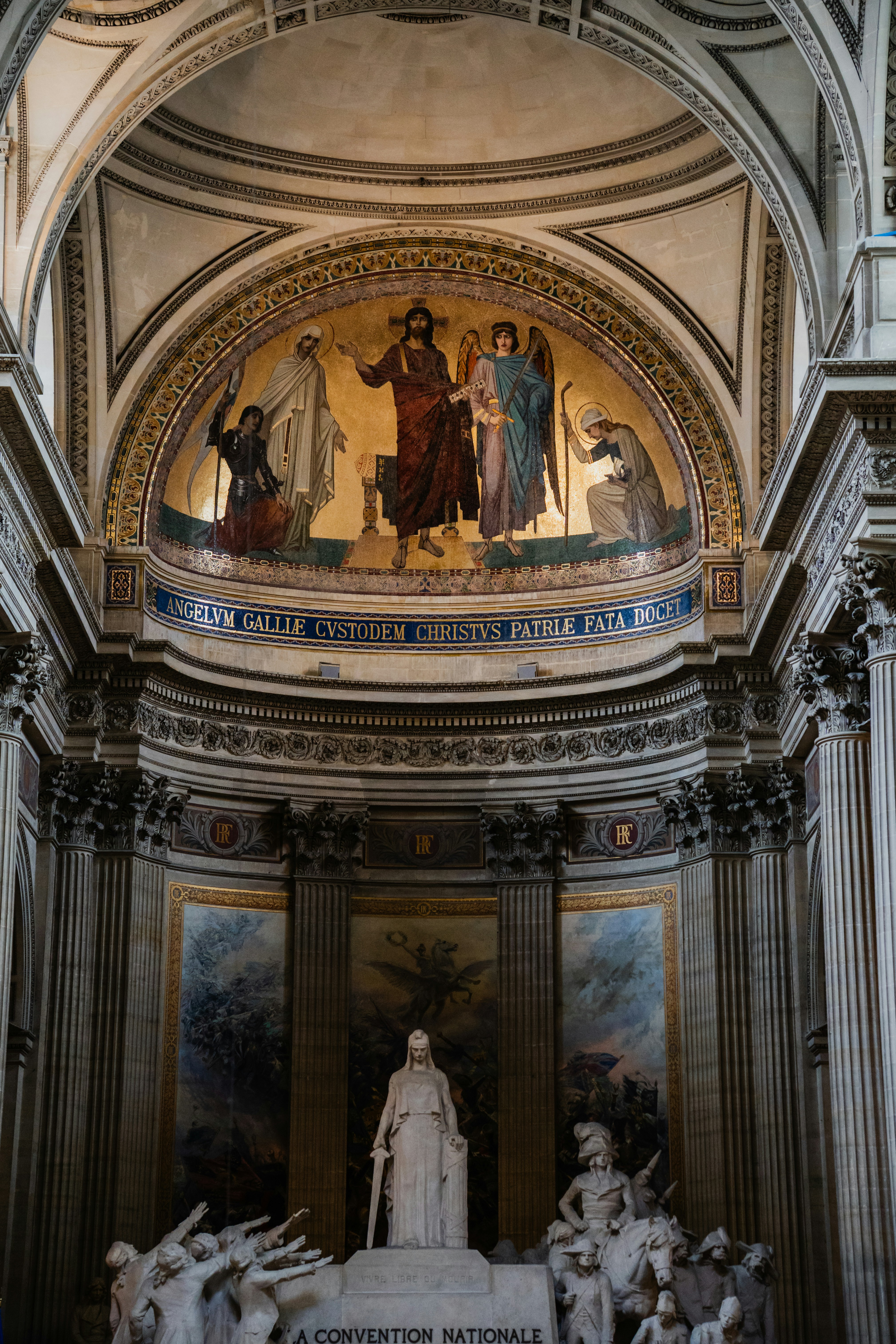 Saintly Basilica Moreau: Mosaic Arch and Altar Sculpture