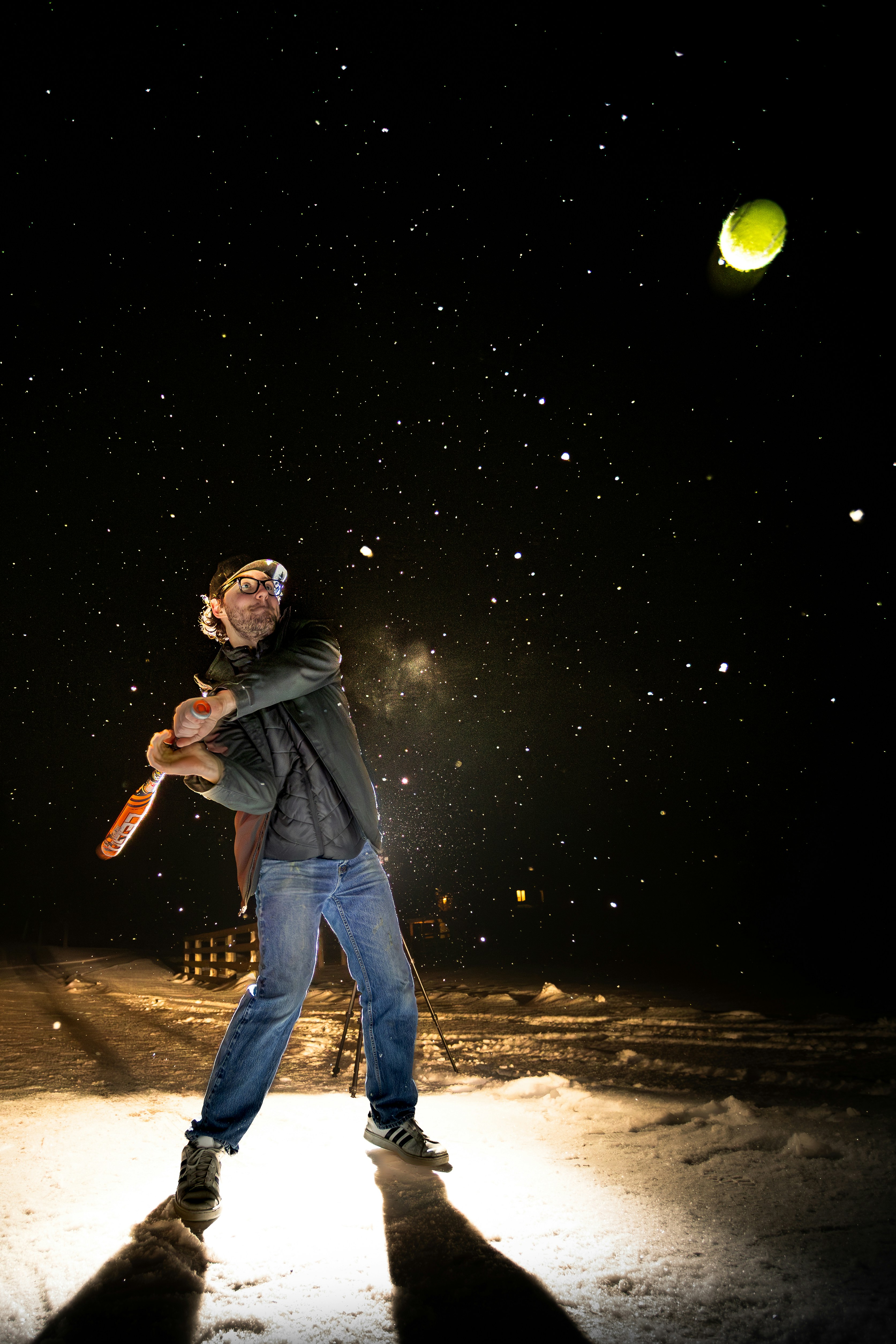 Midnight Bottle Toss Under a Starry Silence