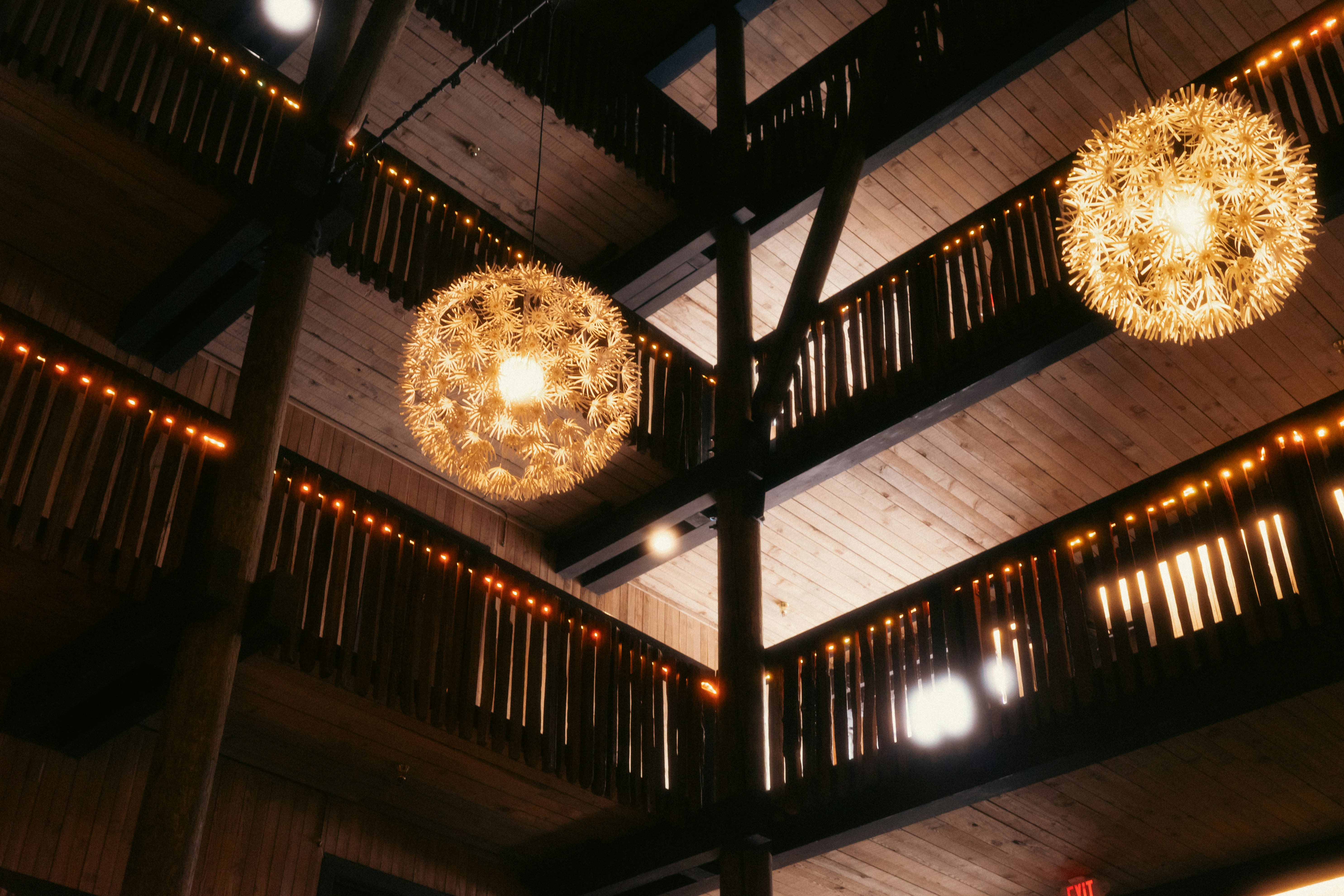 Ambient Orbs Over a Timber Balcony
